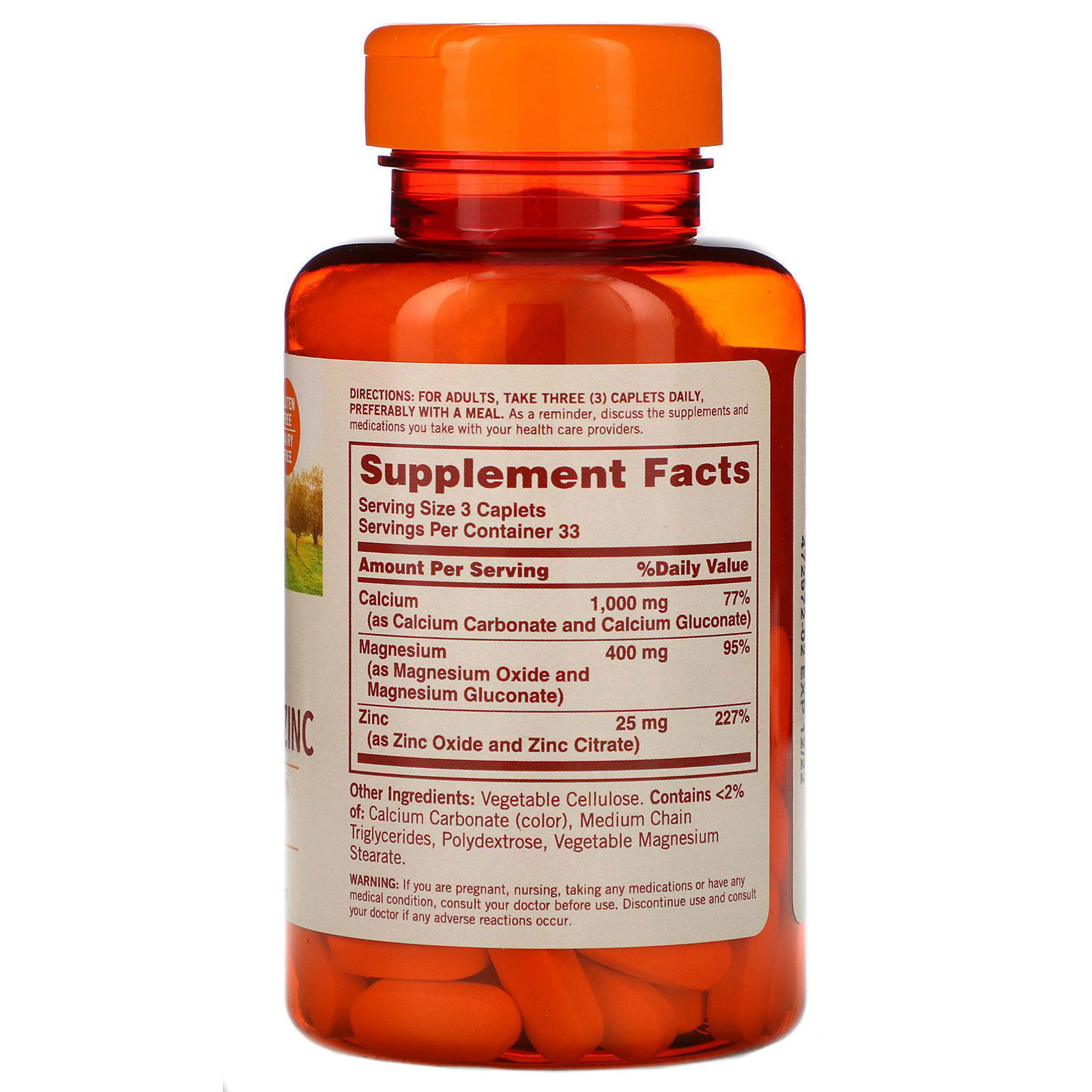 Sundown Naturals, Calcio, magnesio y zinc, 100 comprimidos | Allnatural