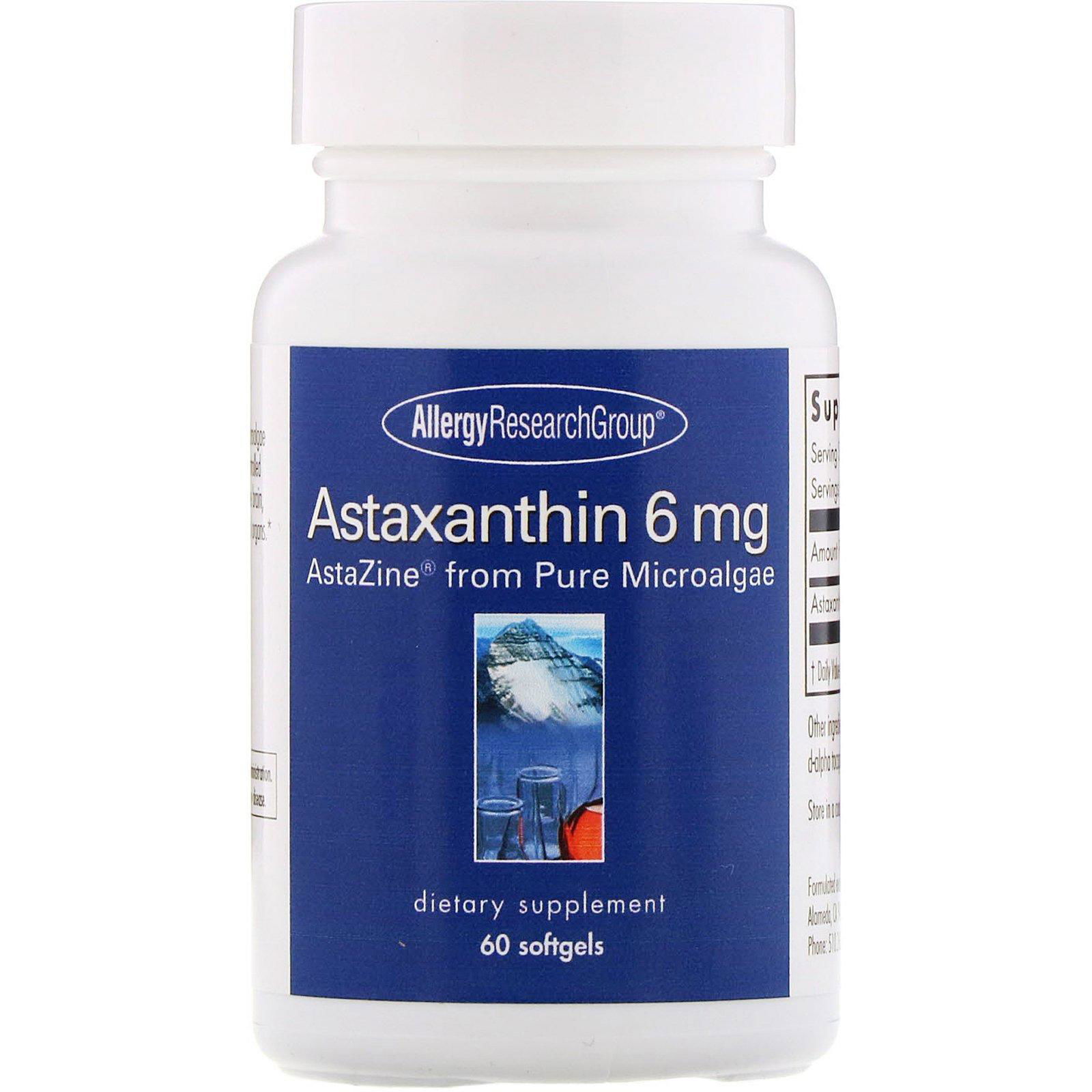 Allergy Research Group, Astaxanthin, 6 mg, 60 Softgels | Allnatural