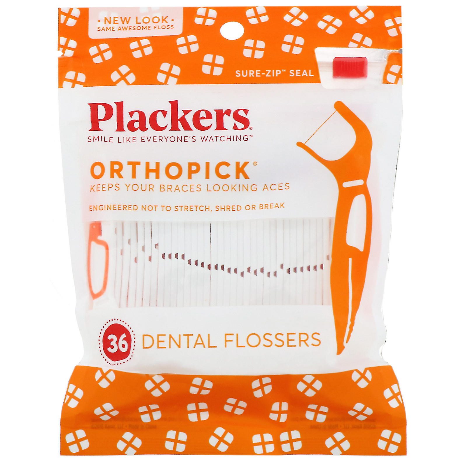 Plackers, Orthopick, flossers dentales, 36 unidades | Allnatural