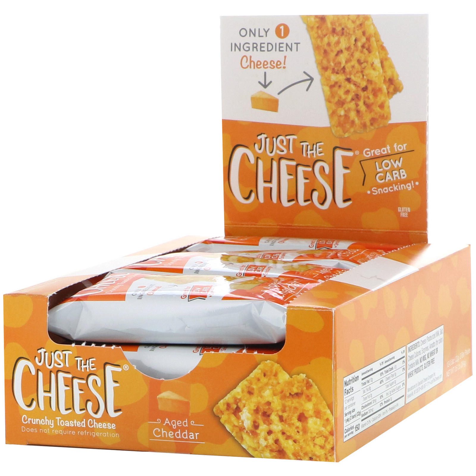Just The Cheese, Aged Cheddar Bars, 12 Bars, 0.8 oz (22 g) | Allnatural