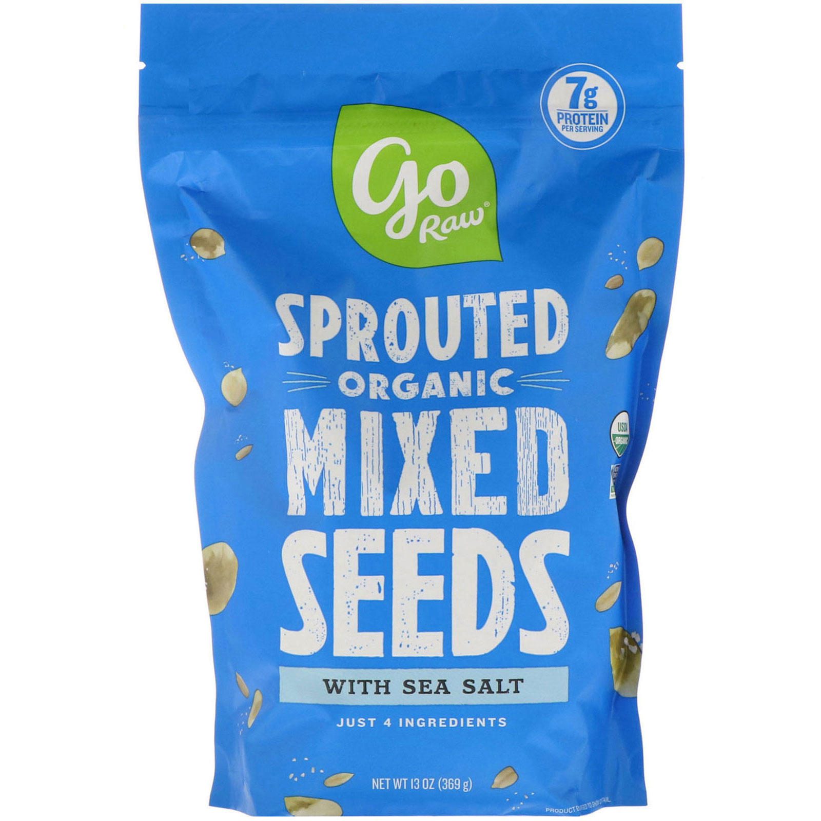 Go Raw, Mezcla de semillas germinadas orgánicas con sal marina, 369 g ...