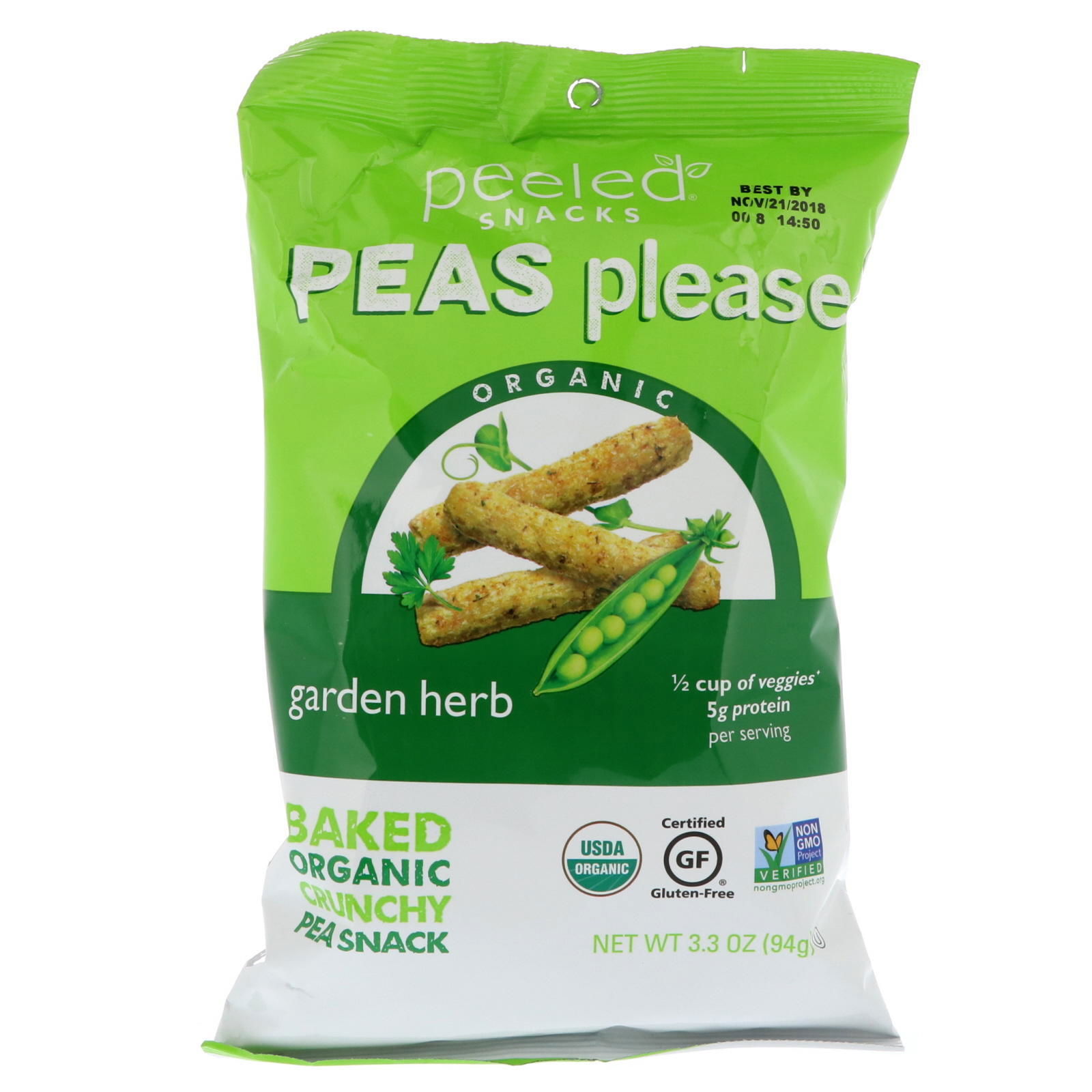 Peeled Snacks, Organic, Peas Please, Garden Herb, 3.3 oz (94 g ...