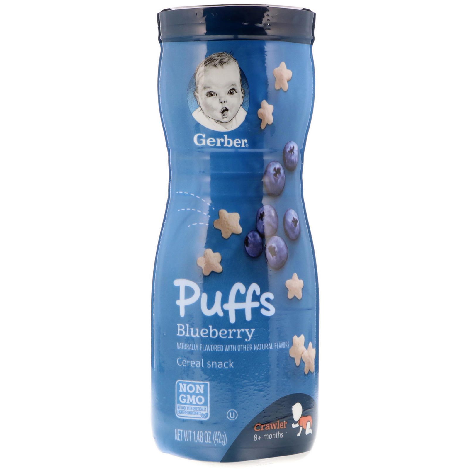 Gerber, Puffs, Cereal Snack, 8+ Months, Blueberry, 1.48 oz (42 g ...