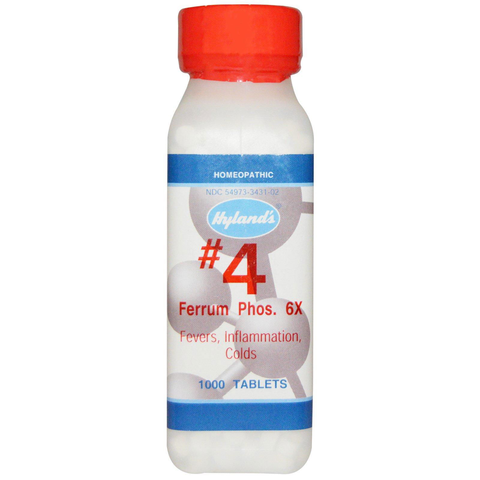 Hyland's, #4 Ferrum Phos. 6X, 1000 Tabletas | Allnatural