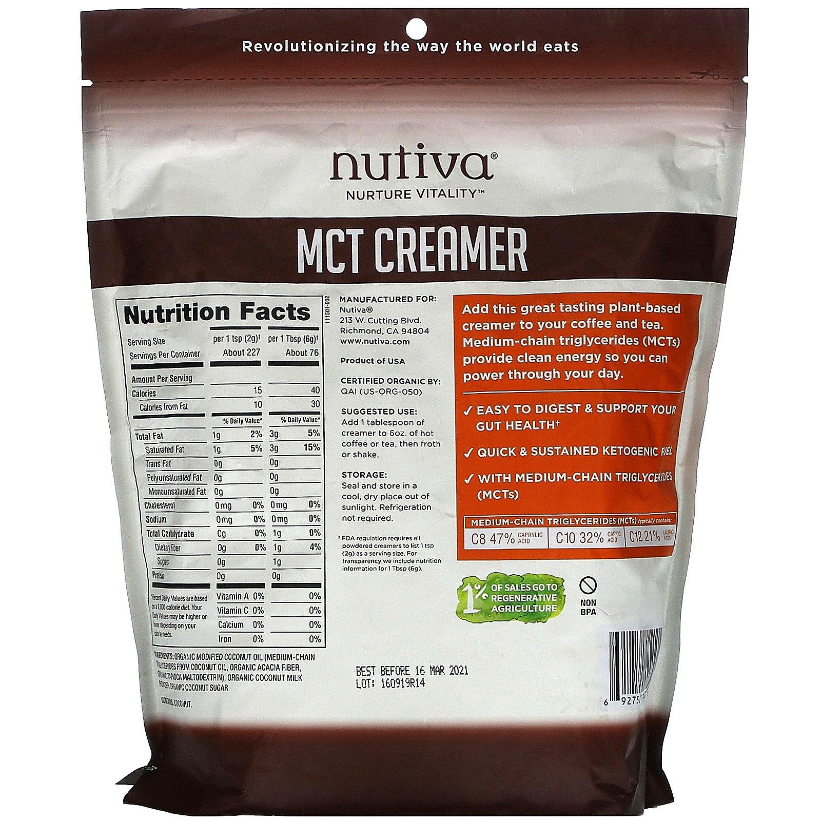 Nutiva, MCT Creamer, 16 oz (454 g) | Allnatural