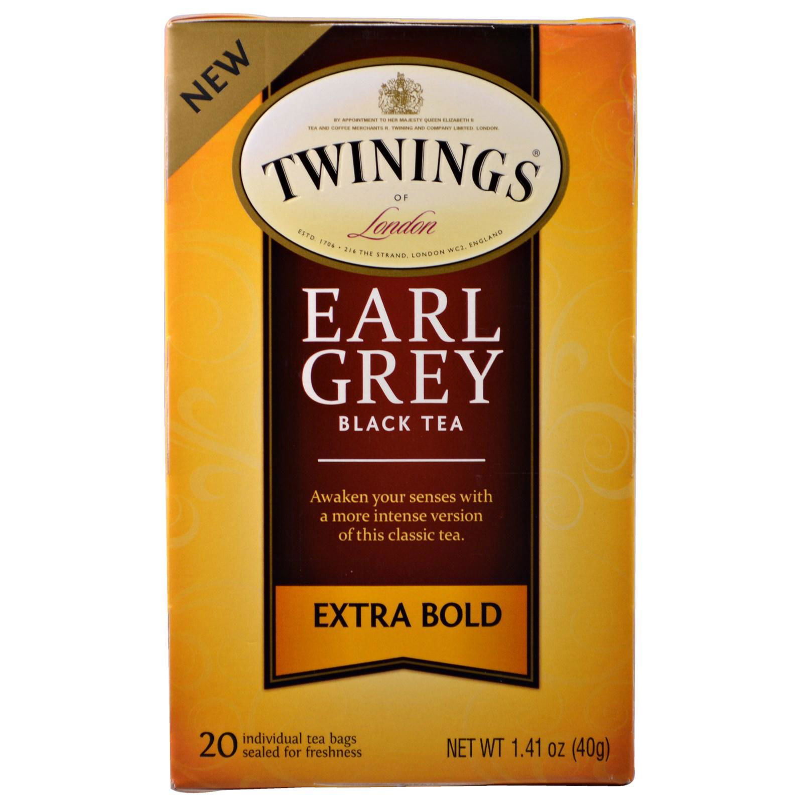 Twinings, Té Negro, Conde Grey, Extra fuerte, 20 bolsas de té - 1,41 oz ...