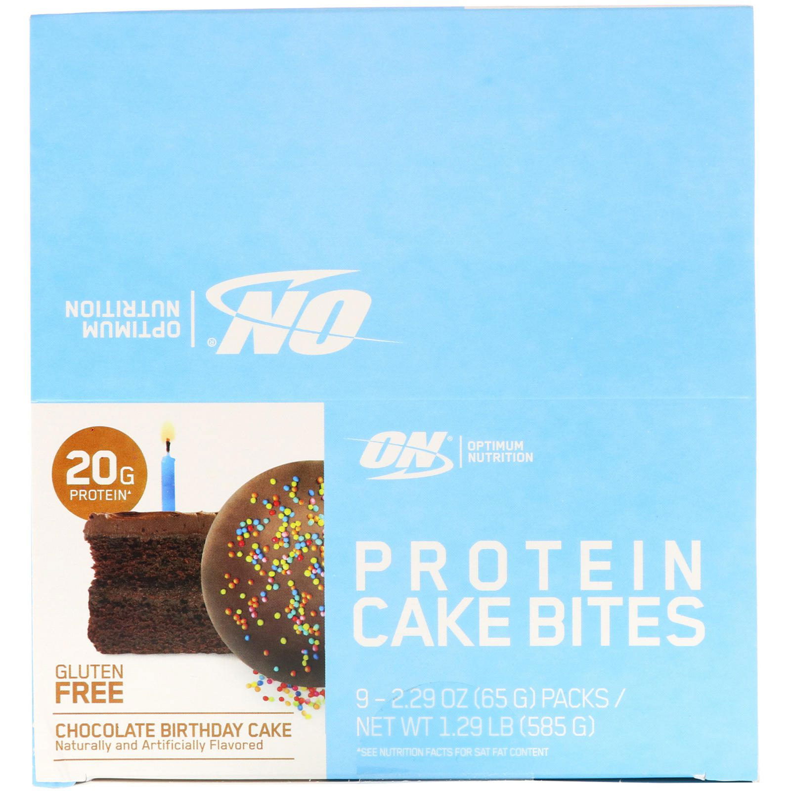 Optimum Nutrition, Protein Cake Bites, Chocolate Birthday Cake, 9 Bars ...