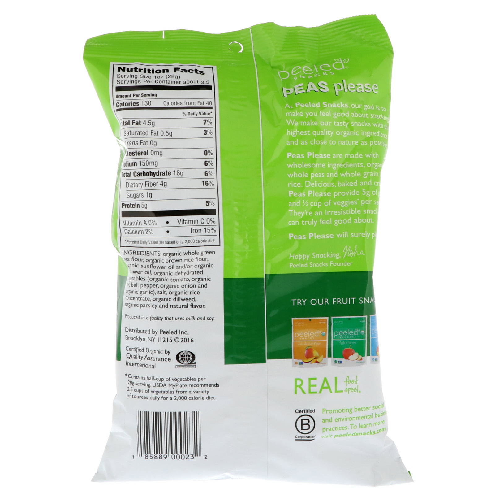 Peeled Snacks, Organic, Peas Please, Garden Herb, 3.3 oz (94 g ...