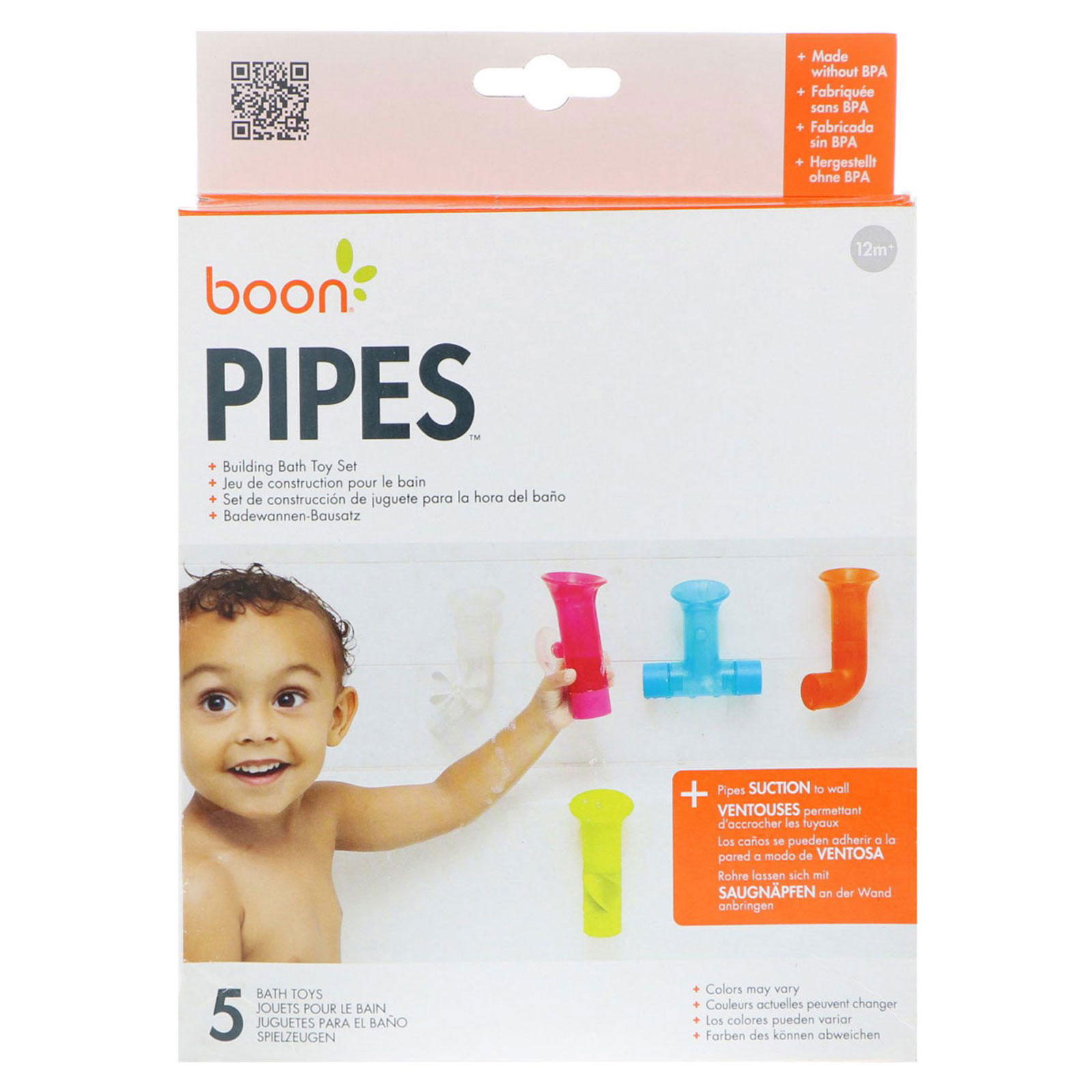 Boon, Pipes, Building Bath Toy Set, 5 Bath Toys, Colors May Vary, 12 ...
