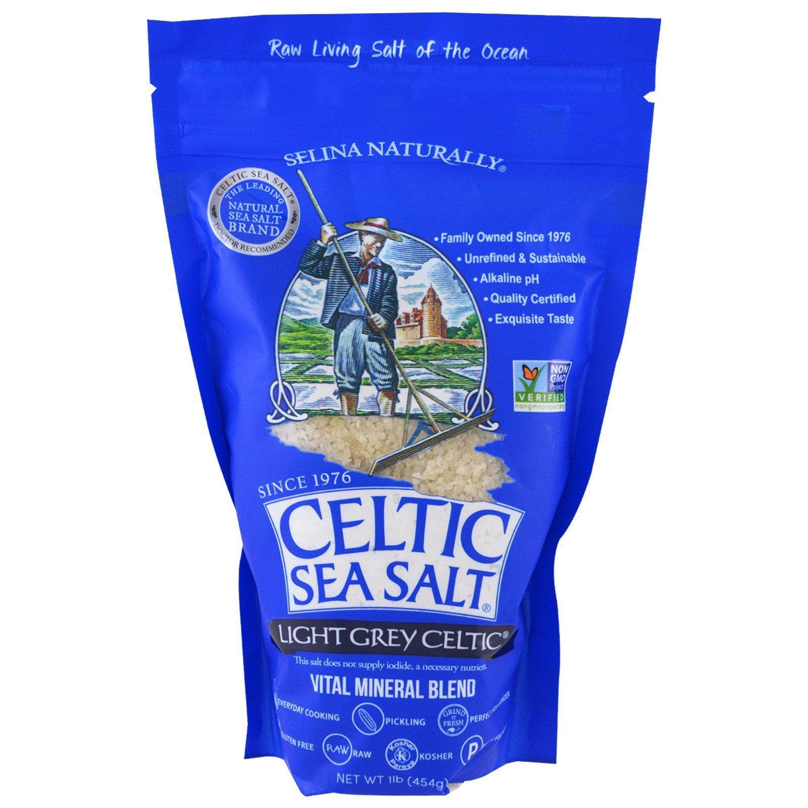Celtic Sea Salt, Celta Gris Clara, Mezcla con Minerales Vitales, 1 lb ...