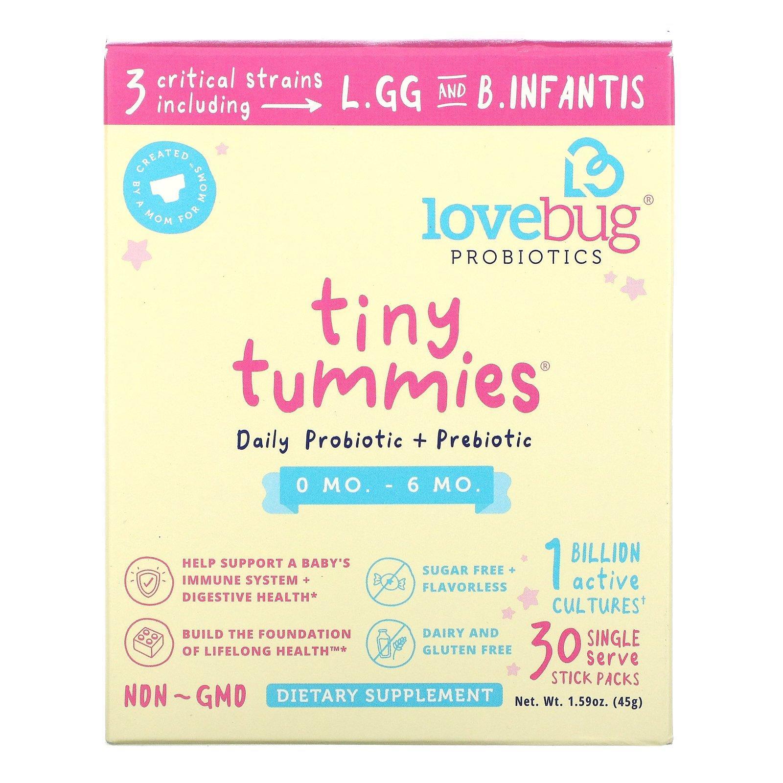 LoveBug, Tiny Tummies, Daily Probiotic + Prebiotic, 0 Mo-6 Mo, 30 ...