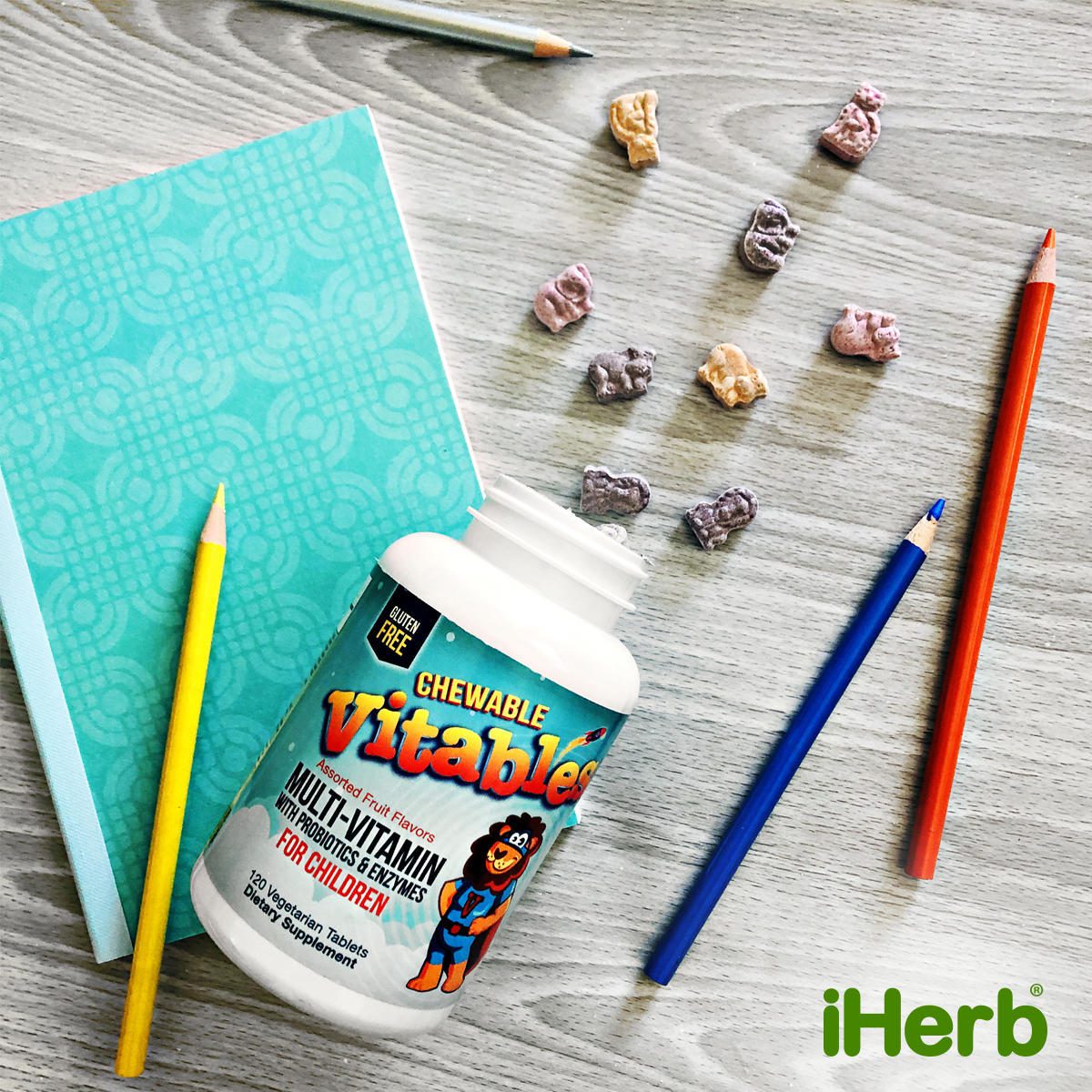 Vitables, Suplemento multivitamínico masticable con probióticos y enzimas para niños, Sabores ...