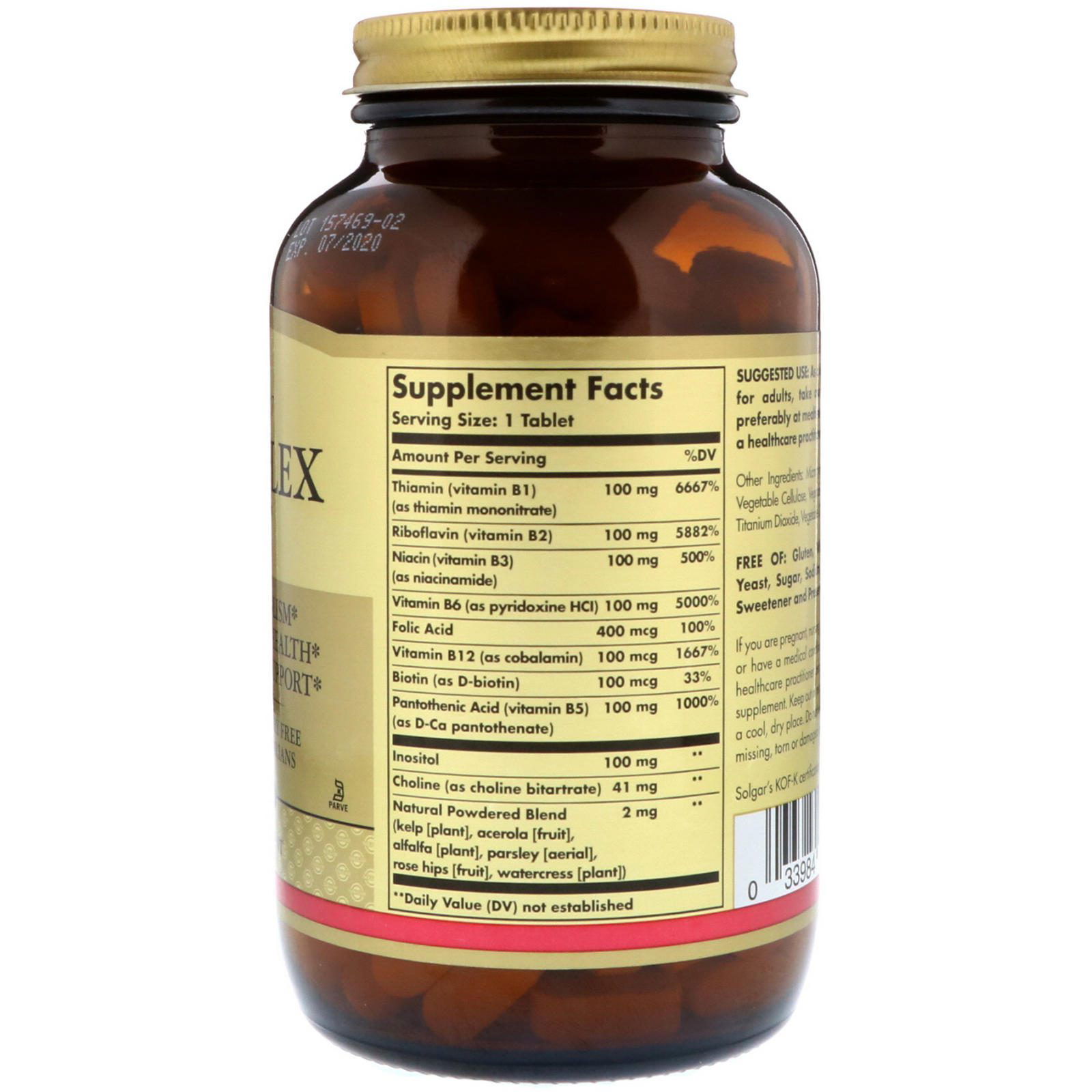 Solgar, Complejo B "100", 250 tabletas | Allnatural