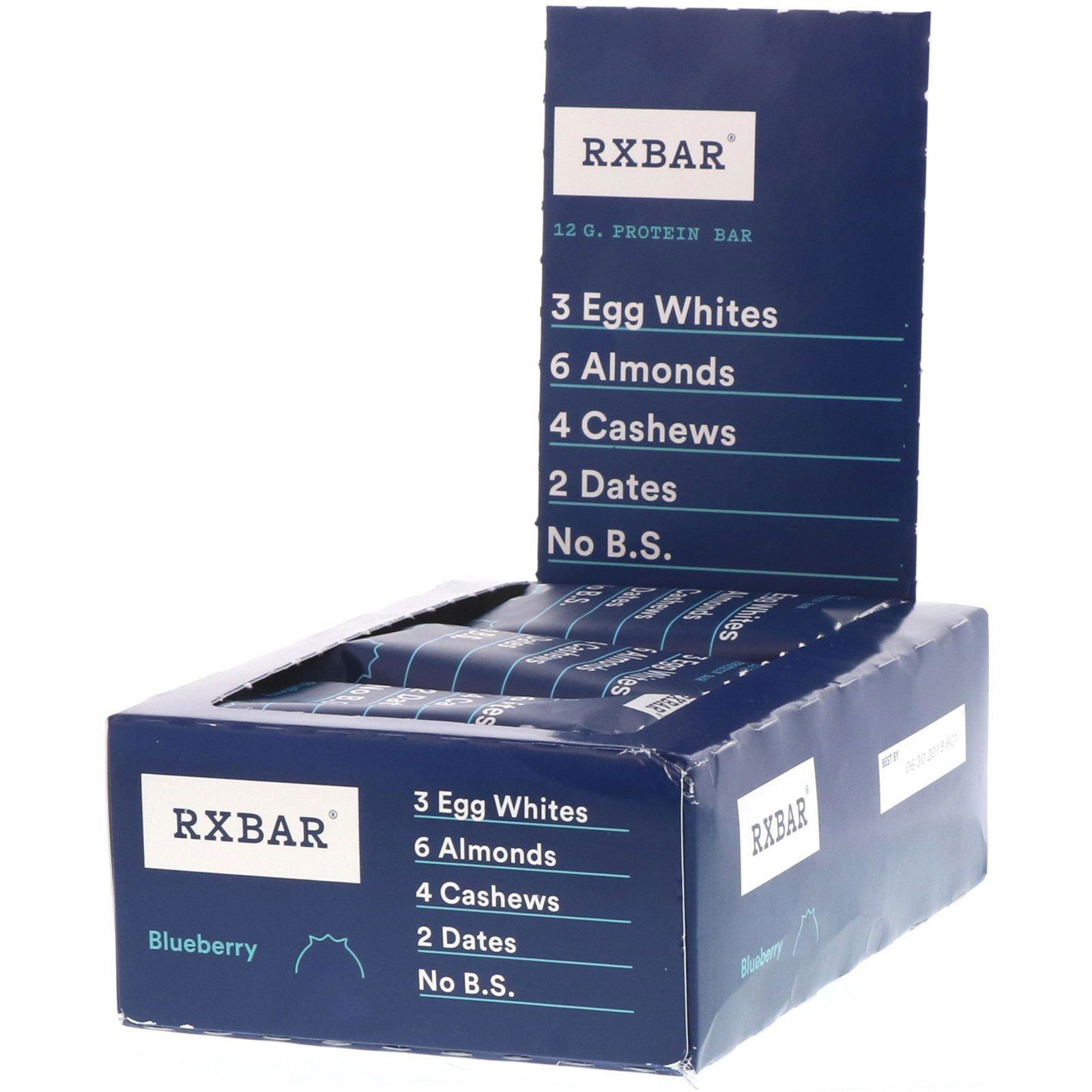 RXBAR, Protein Bar, Blueberry, 12 Bars, 1.83 oz (52 g) Each | Allnatural
