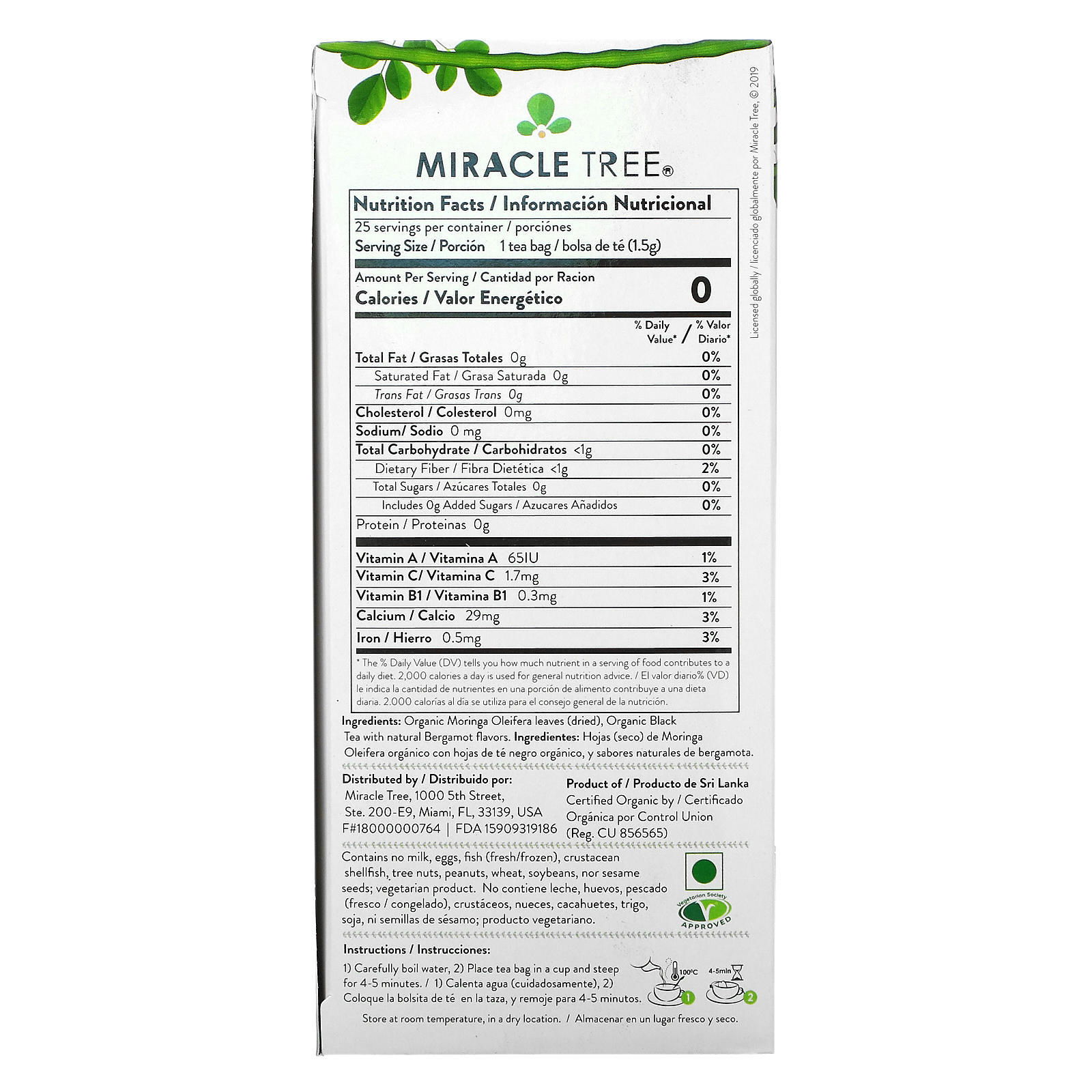 Miracle Tree, Moringa Organic Superfood Tea, Earl Grey, 25 Tea Bags, 1. ...