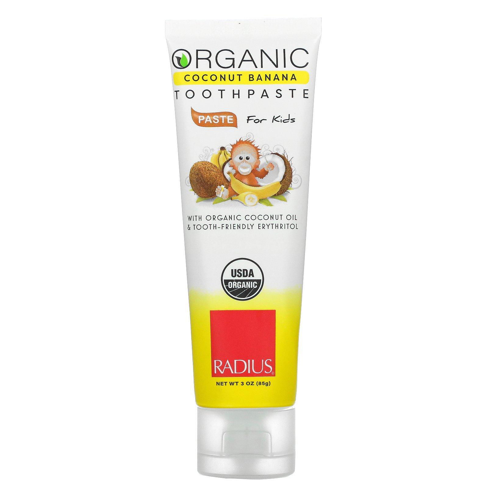 RADIUS, Organic Toothpaste, For Kids, 6 Months+, Coconut Banana, 3 oz ...