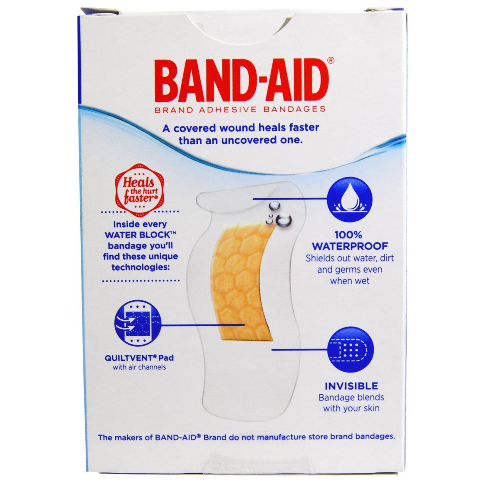 Band Aid, Adhesive Bandages, Water Block, Clear, 30 Assorted Sizes ...