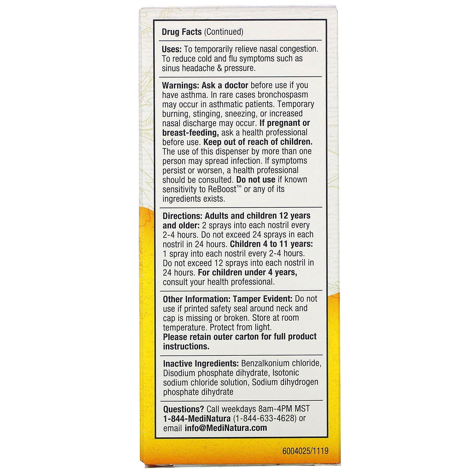 MediNatura, Reboost, Decongestion Spray, 0.68 fl oz (20 ml) | Allnatural