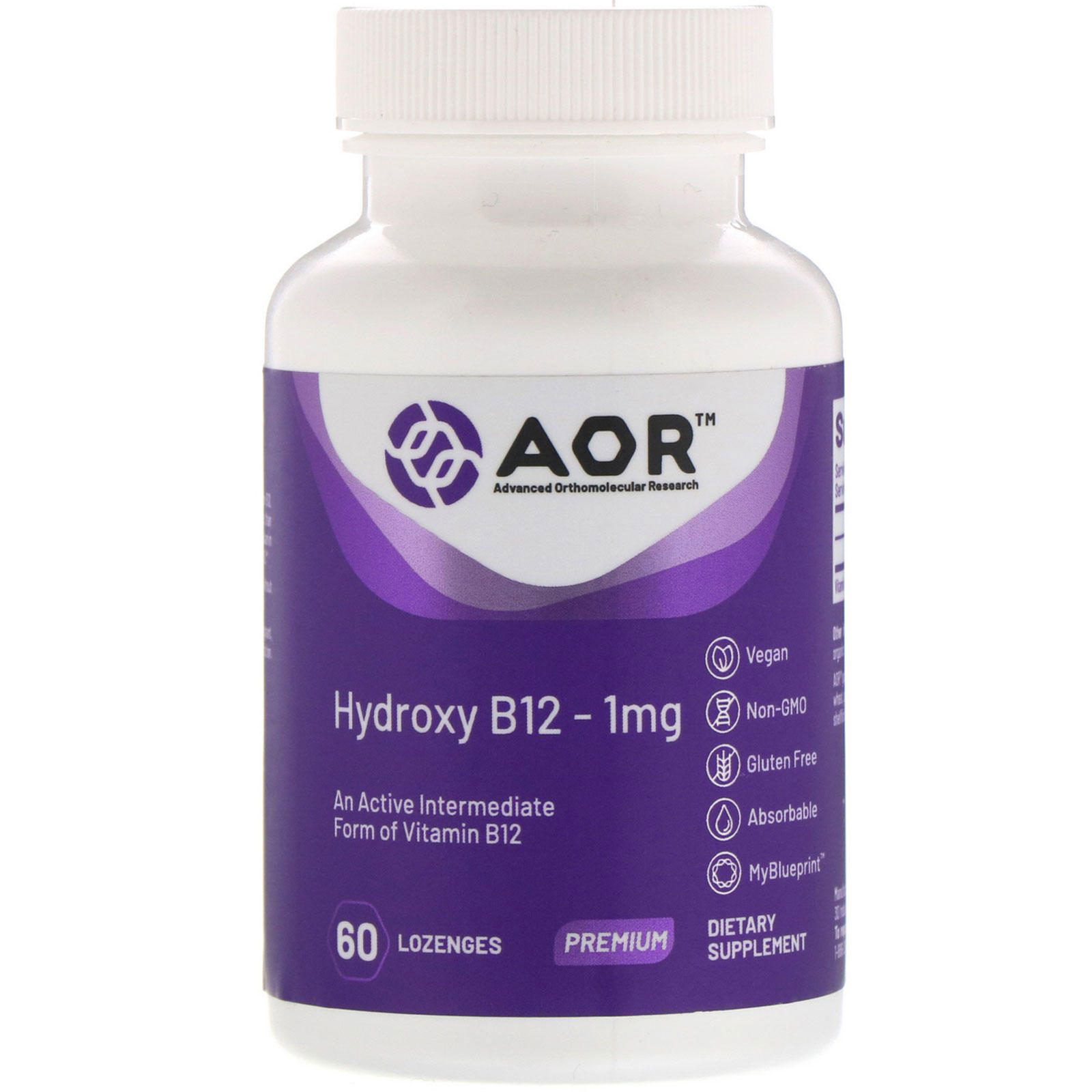 Advanced Orthomolecular Research AOR, Hidroxi B12, 1 mg, 60 tabletas ...