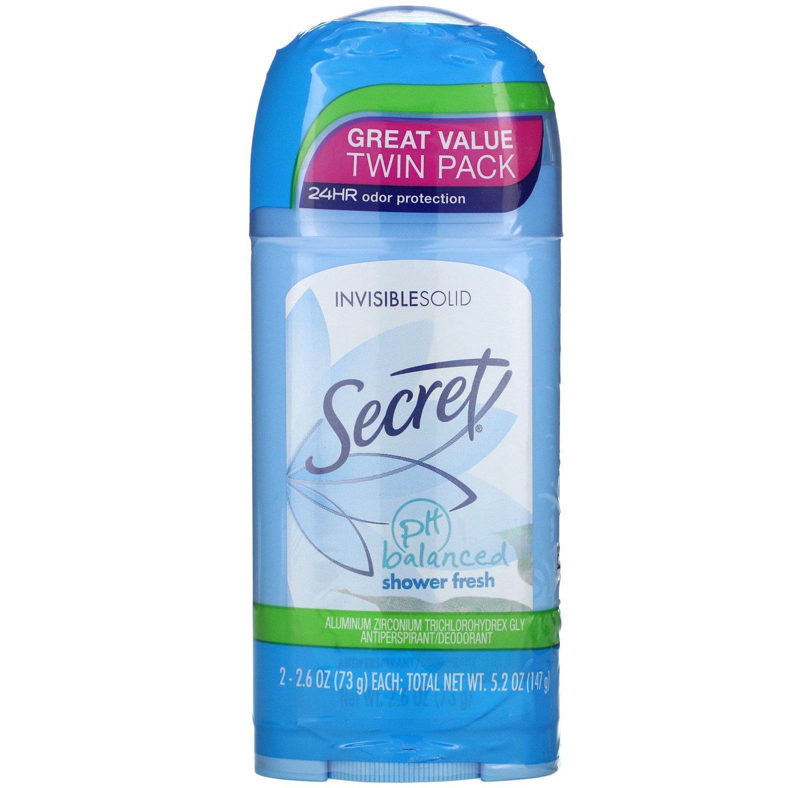 Secret, pH Balanced Antiperspirant/Deodorant, Invisible Solid, Shower ...