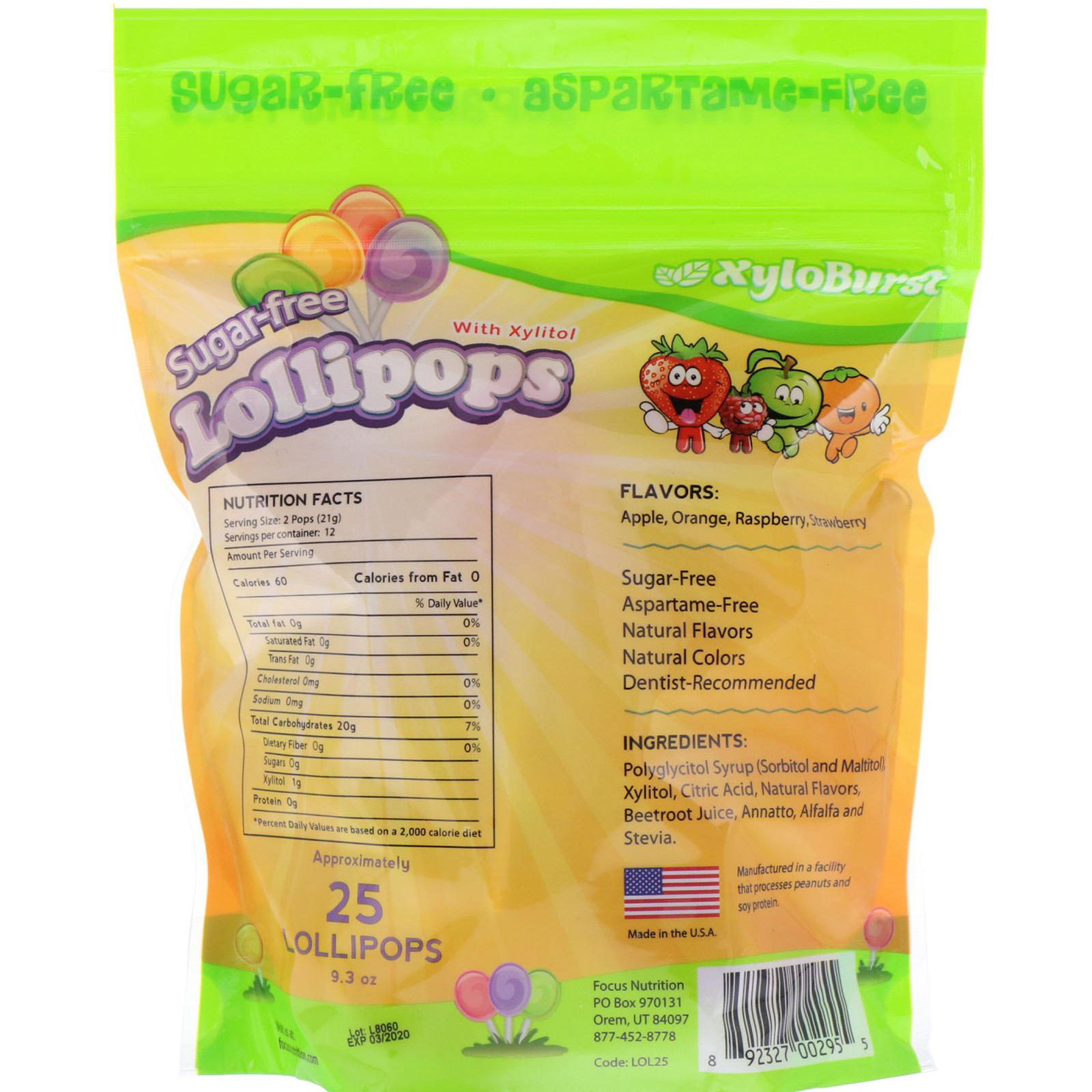 Xyloburst, Sugar-Free Lollipops with Xylitol, Assorted Flavors ...