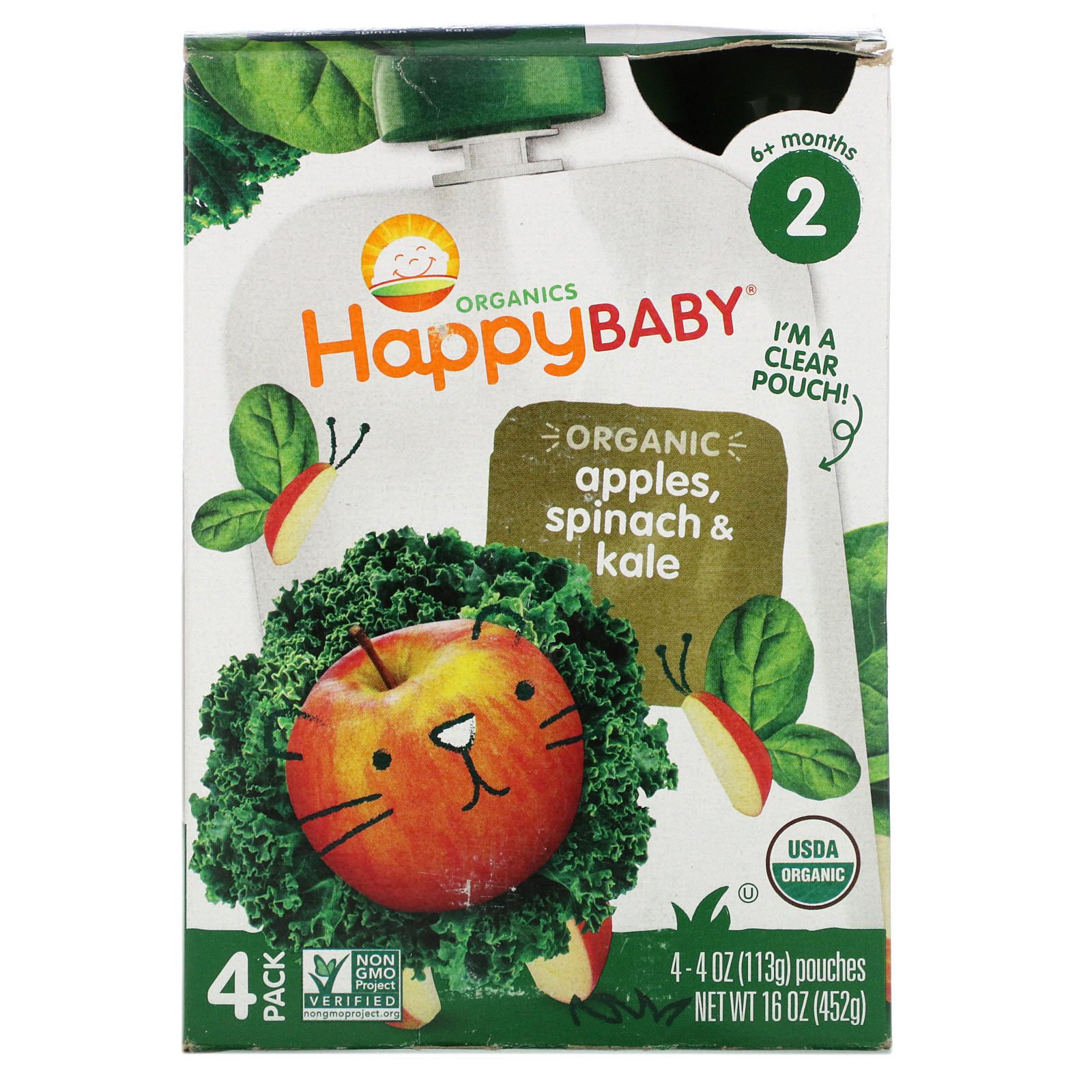Happy Family Organics, Happy Baby, Organics, Stage 2, 6+ Months, Apples ...