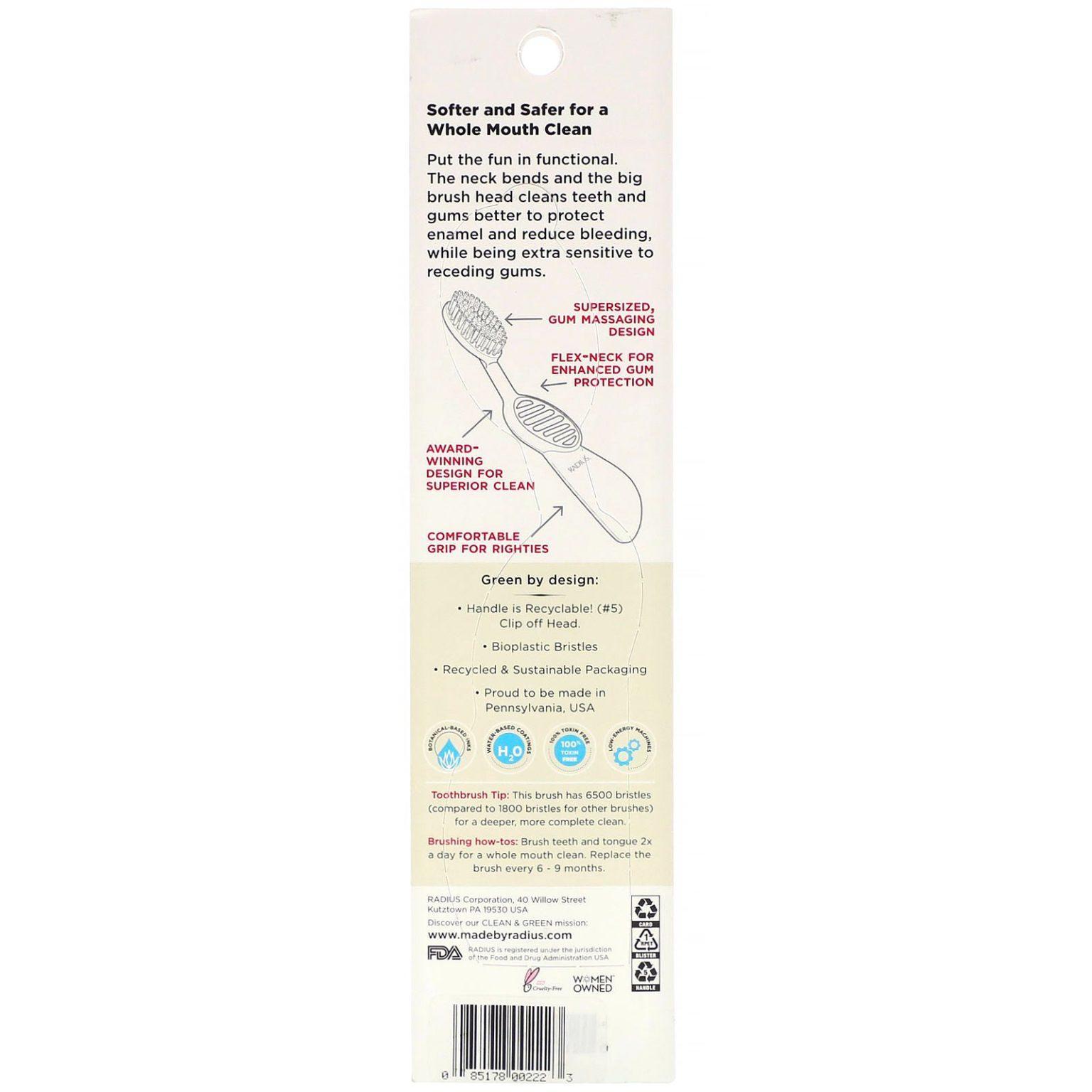 RADIUS, El Flex Cepillo, Suave, Para personas diestras, Negro, 1 ...