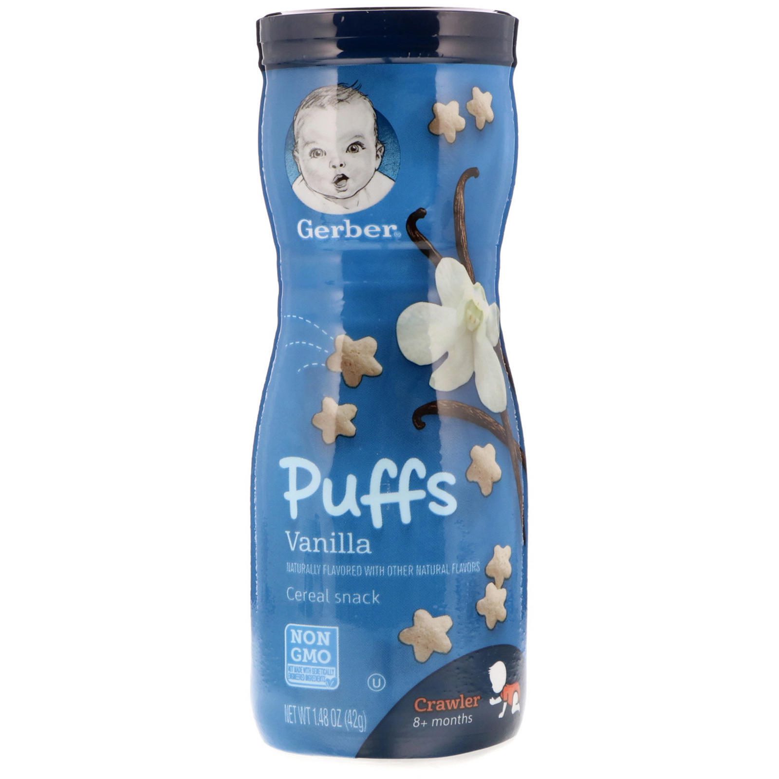 Gerber, Puffs Cereal Snack, 8+ Months, Vanilla, 1.48 oz (42 g) | Allnatural