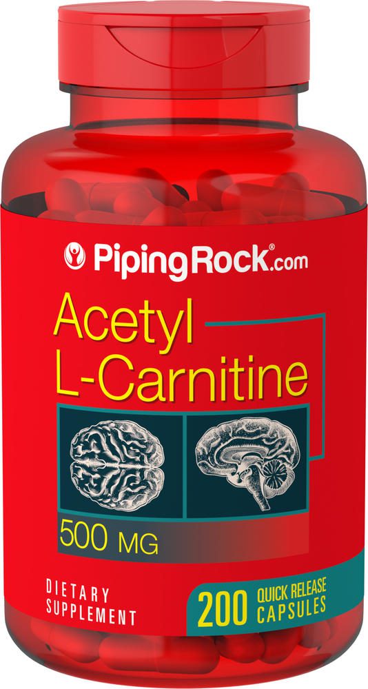 Acetil L-carnitina , 500 mg, 200 Cápsulas de liberación rápida | Allnatural