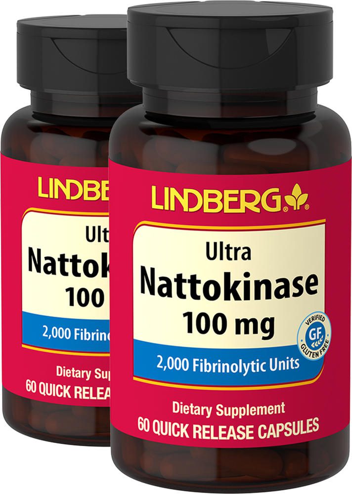 Natokinasa, 100 mg, 60 Cápsulas, 2 Botellas/Frascos | Allnatural