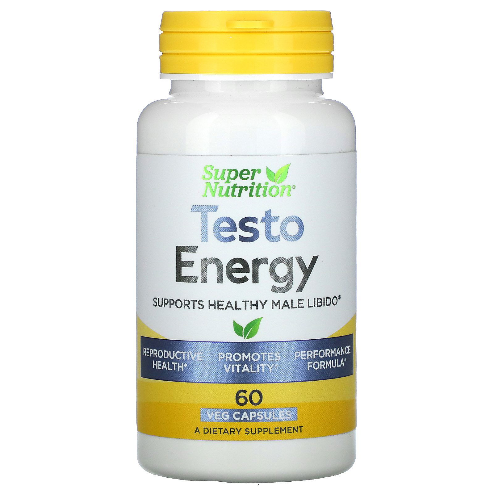 Super Nutrition, Testo Energy, Supports Healthy Male Libido, 60 Veg ...