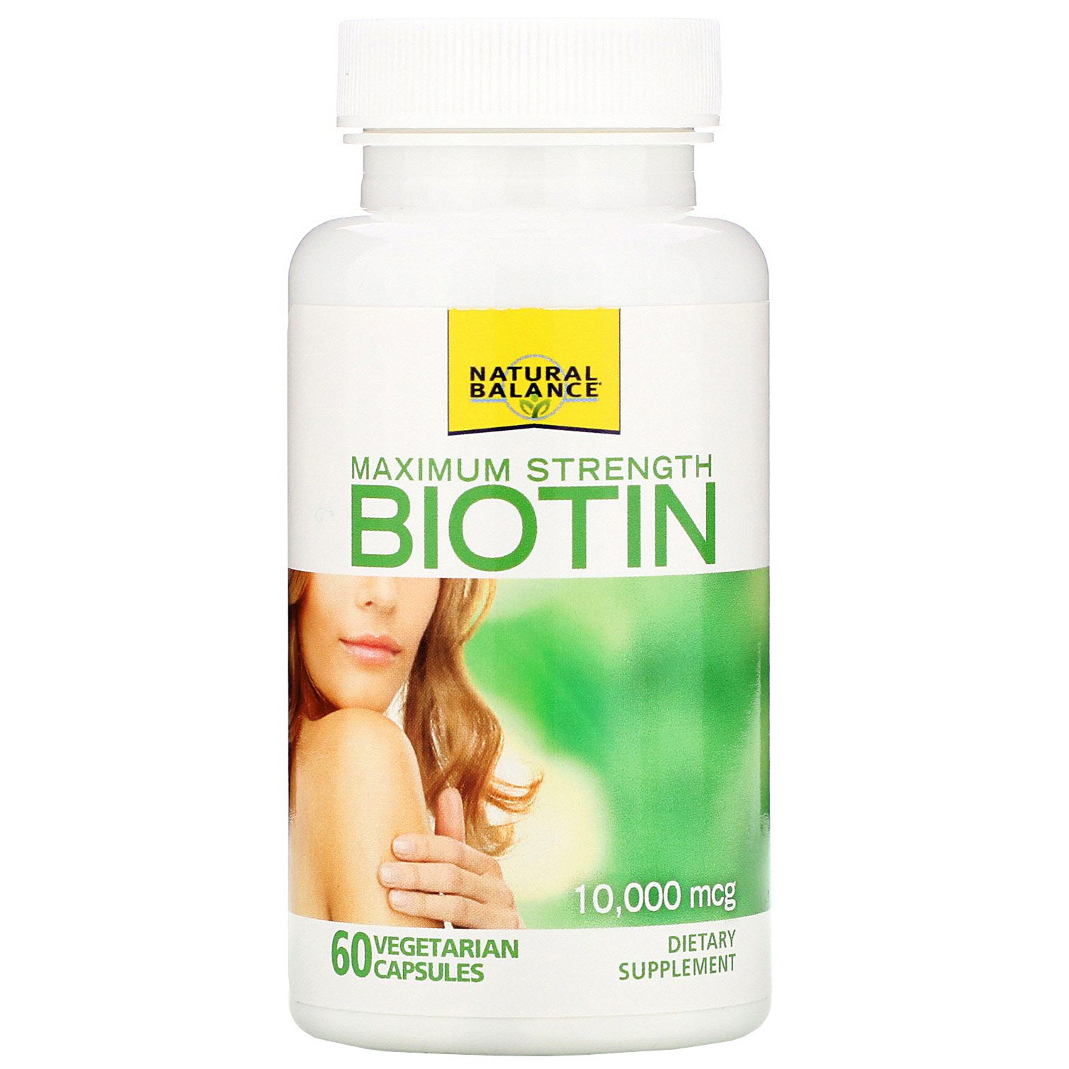 Natural Balance, Maximum Strength Biotin, 10,000 mcg, 60 Vegetarian ...
