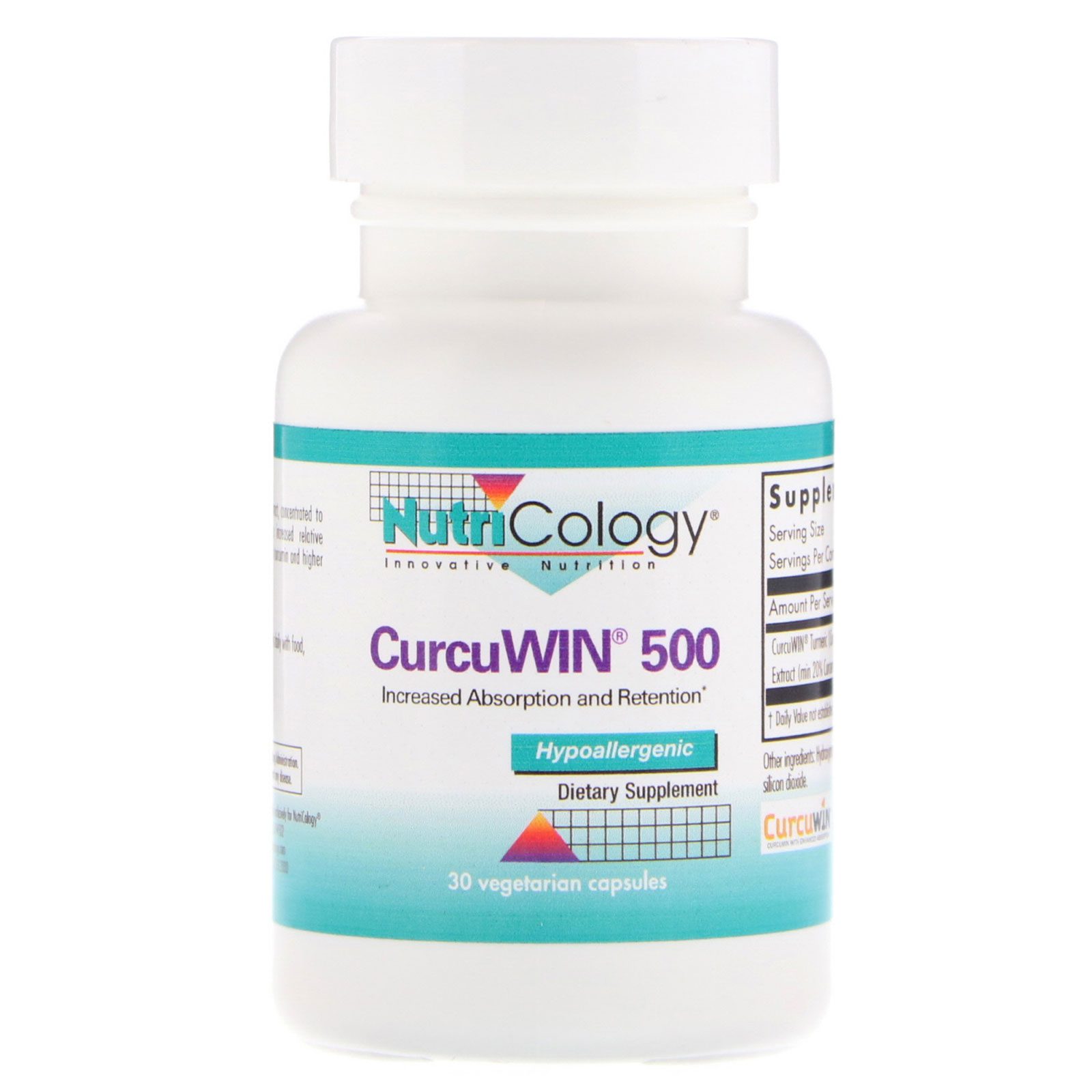 Nutricology, CurcuWin 500, 30 Vegetarian Capsules | Allnatural
