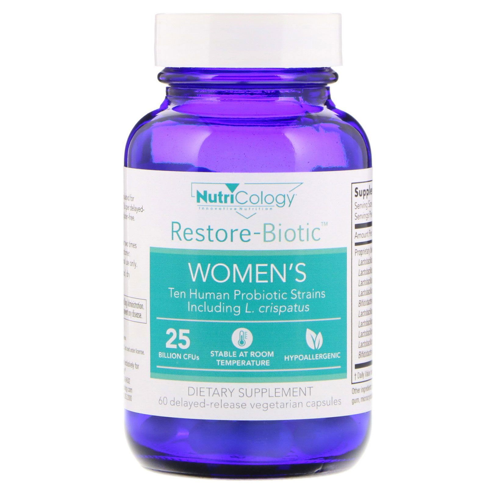 Nutricology, Restore-Biotic Women's, 25 Billion, 60 Delayed-Release ...