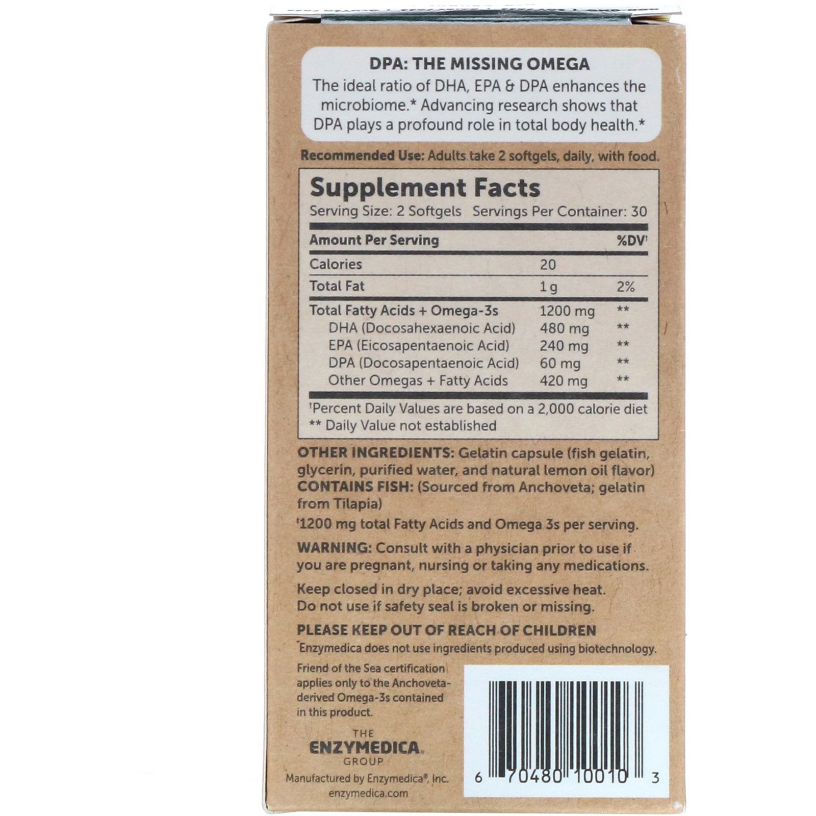 Enzymedica, Aqua Biome, Fish Oil, Classic Strength, Lemon Flavor, 1,200 ...