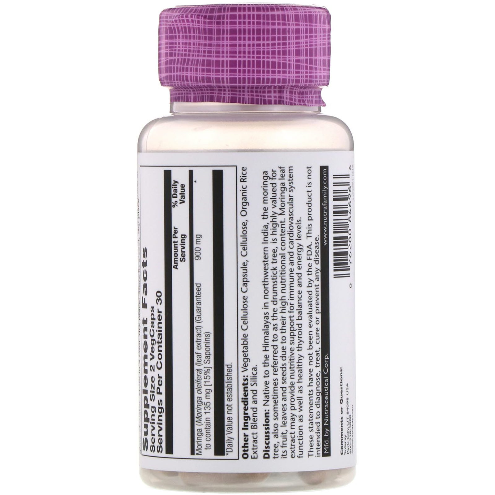 Solaray, Extracto de hoja de moringa, 450 mg, 60 cápsulas vegetarianas ...