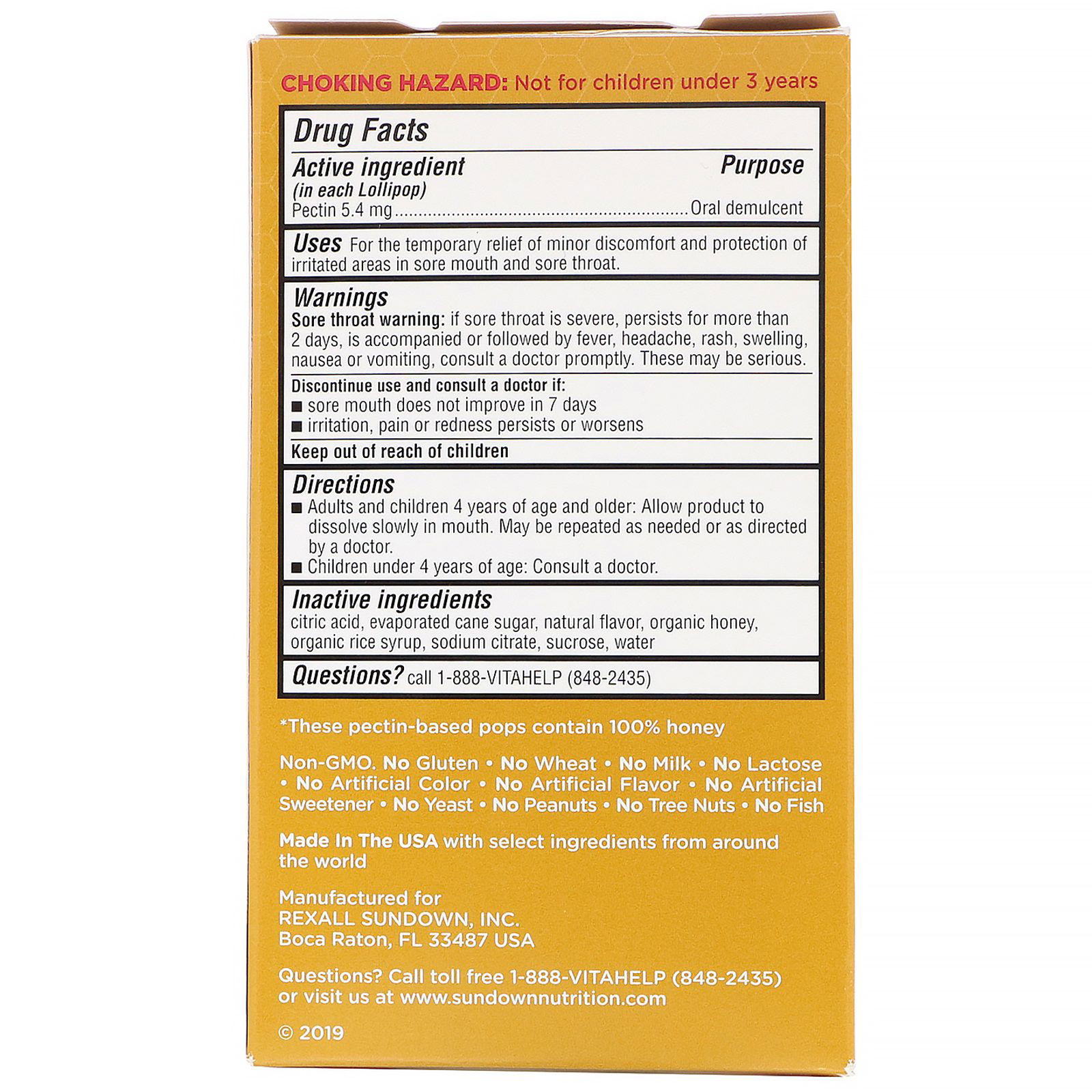 Sundown Naturals Kids, Honey Soothers, Sore Throat Lollipops, Buzzin ...