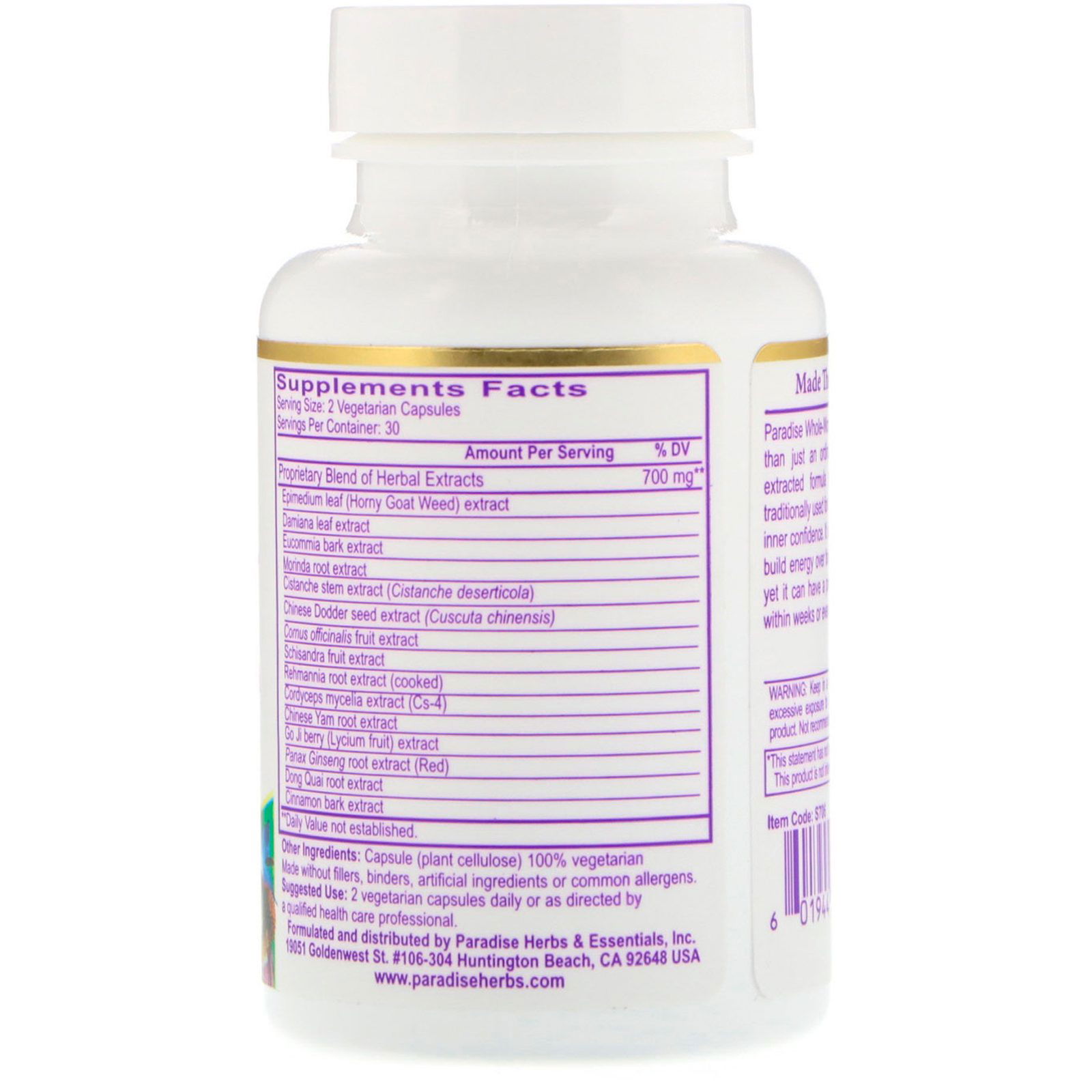 Paradise Herbs, Whole-Woman, Sensual Fire, fórmula para la libido, 60 ...