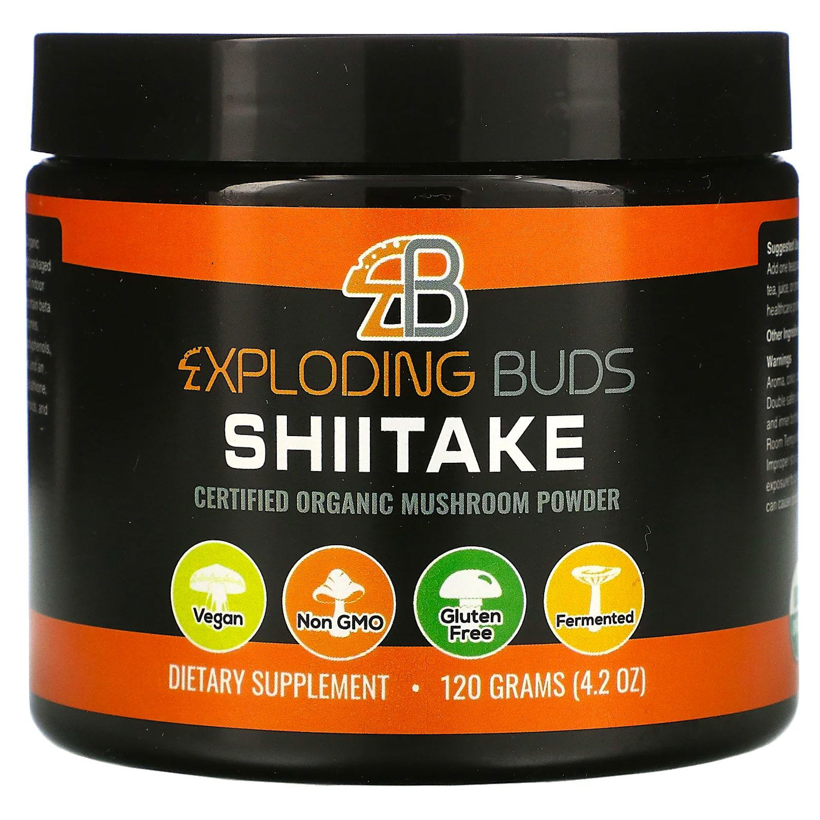 Exploding Buds, Shiitake, Hongos orgánicos certificados en polvo, 120 g (4,2 oz) | Allnatural