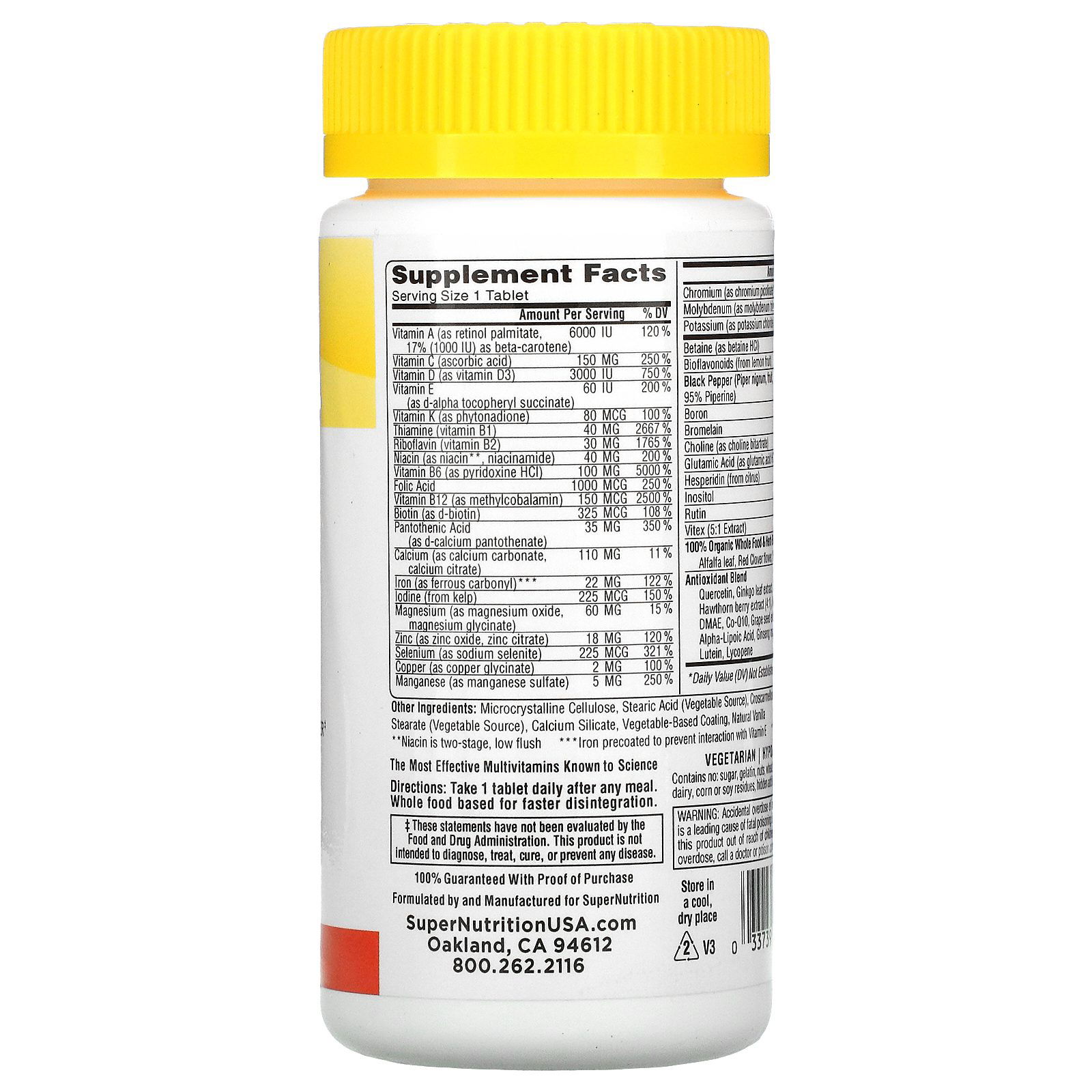 Super Nutrition, SimplyOne, Women, Triple Power Multivitamin, 30 Tablets | Allnatural