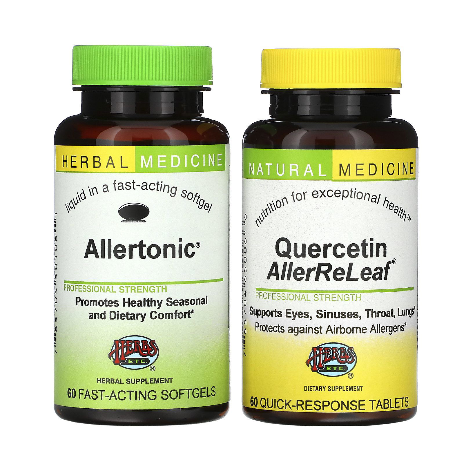 Herbs Etc., Allergy ReLeaf System, 2 Bottles, 60 Softgels/Tablets ...