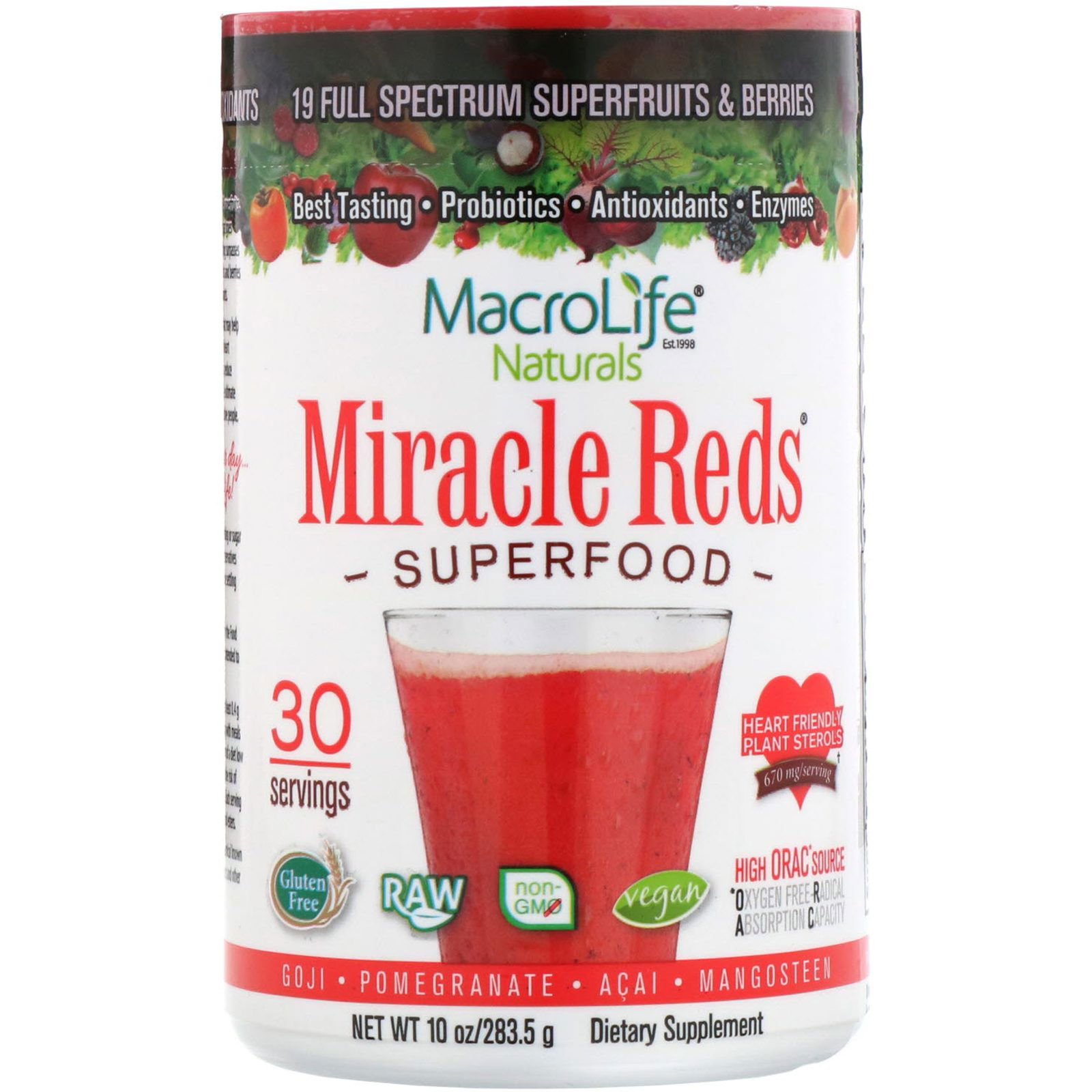 Macrolife Naturals, Miracle Reds, súper suplemento de alimentos cardio ...