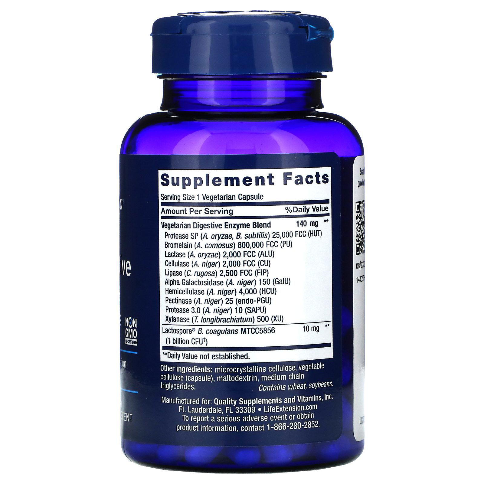 Life Extension, Enhanced Super Digestive Enzymes and Probiotics, 60 Vegetarian Capsules | Allnatural