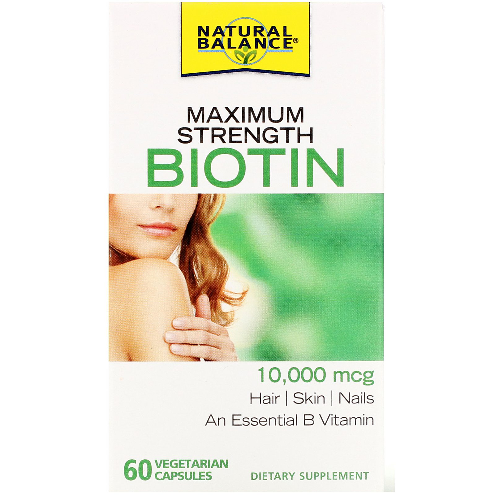 Natural Balance, Maximum Strength Biotin, 10,000 mcg, 60 Vegetarian ...