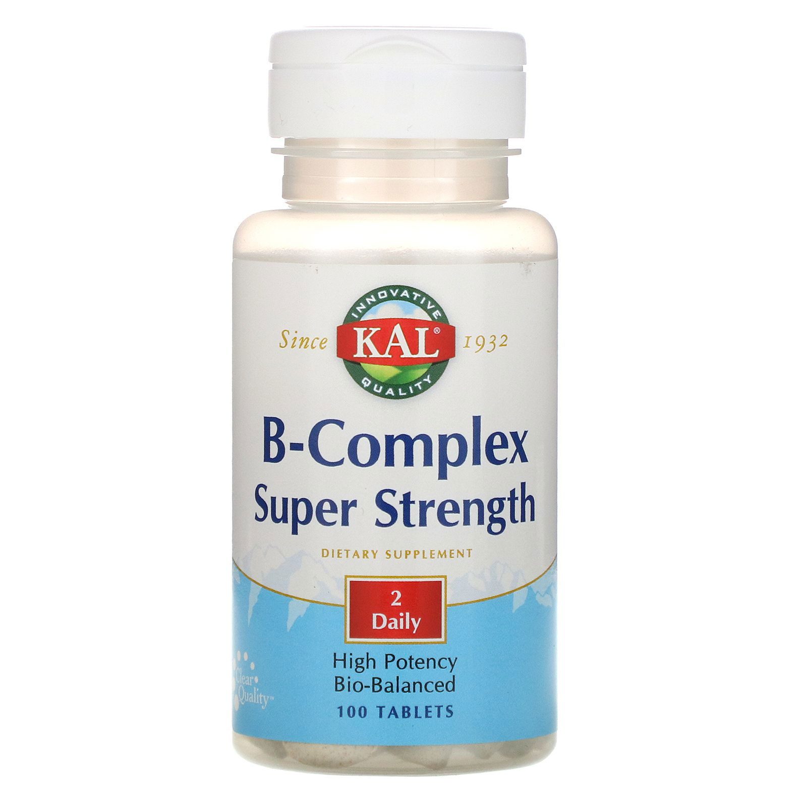 KAL, B-Complex Super Strength, 100 Tablets | Allnatural