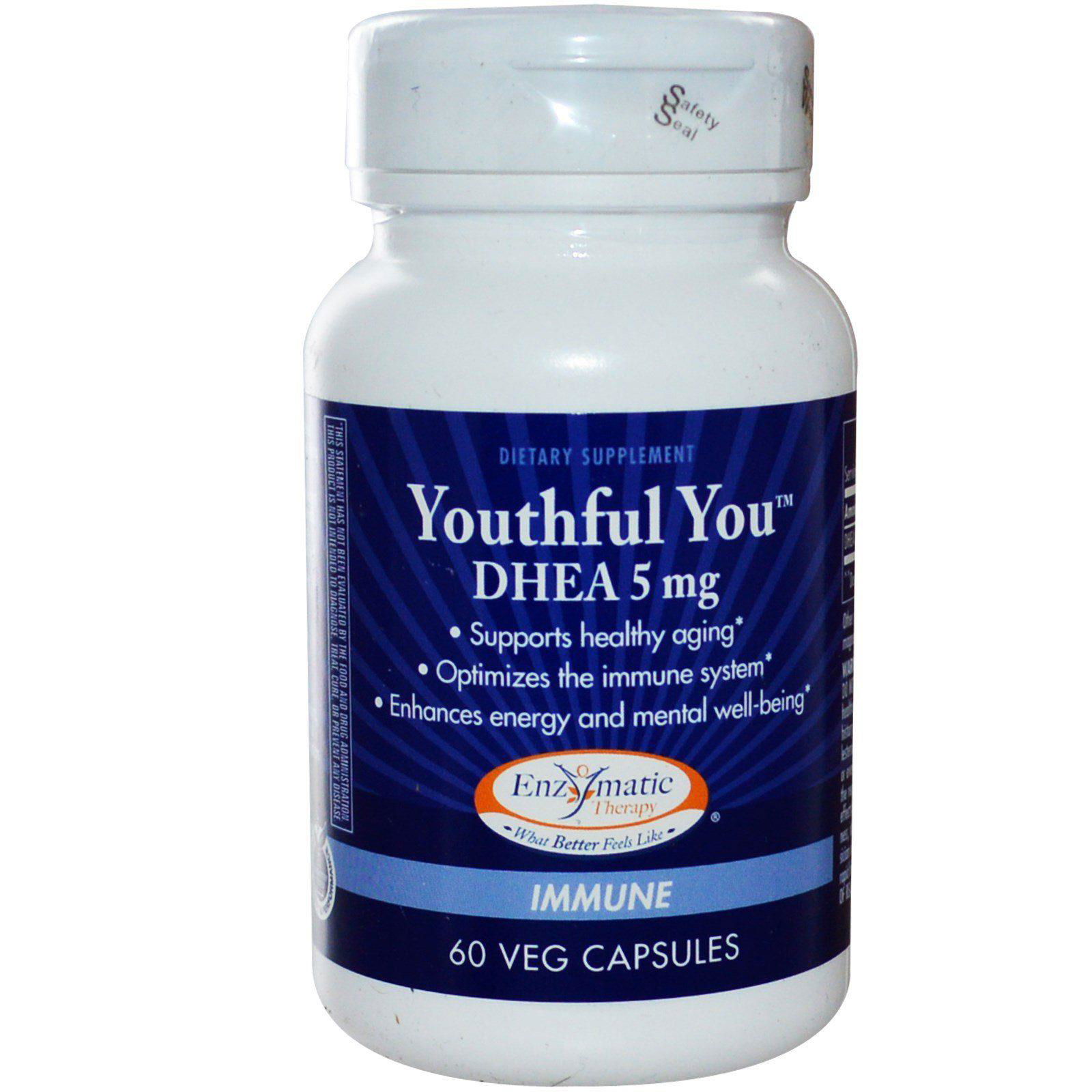 Enzymatic Therapy, Youthful You, DHEA, 5 mg, 60 Veg Capsules | Allnatural