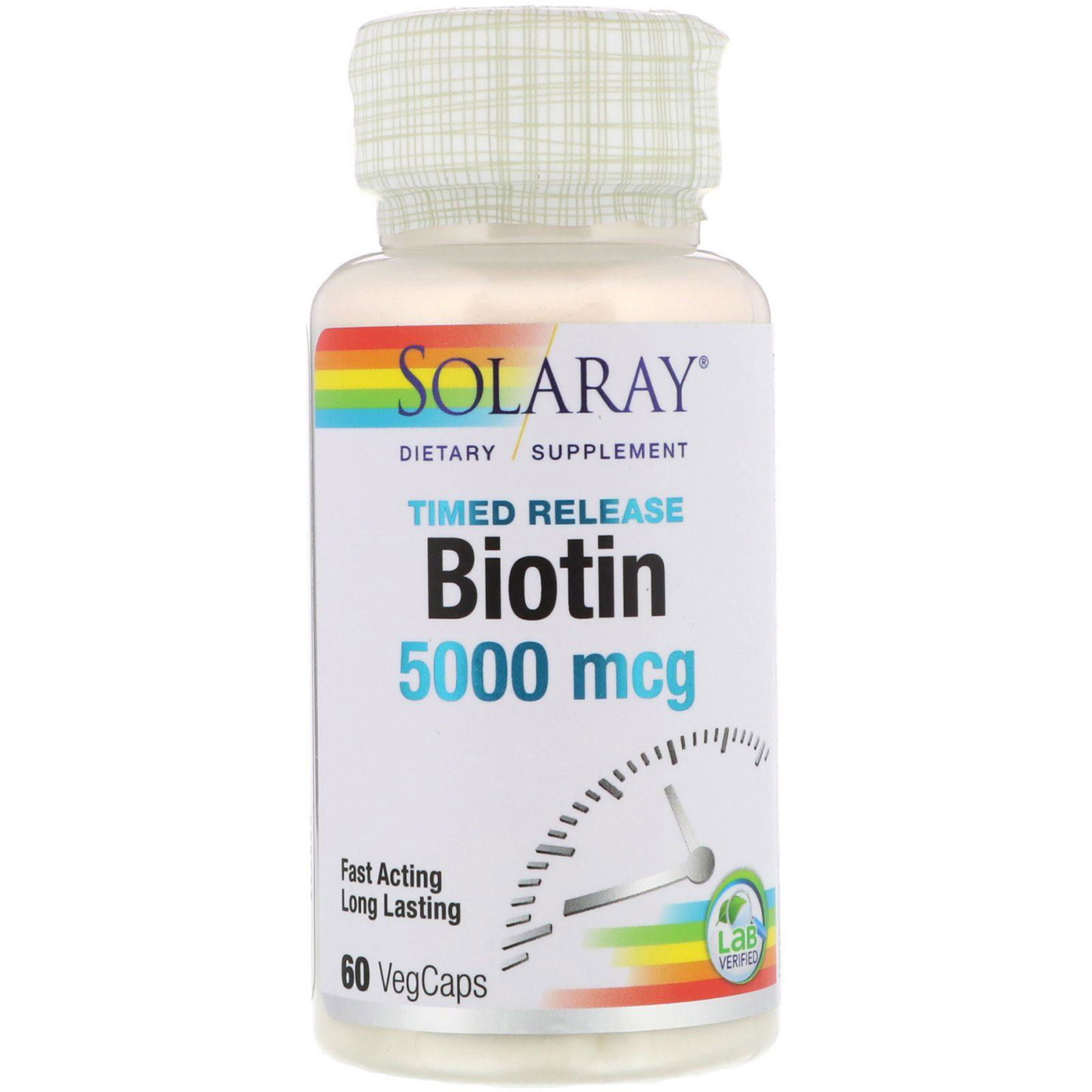Solaray, Biotina, 5,000 mcg, 60 cápsulas vegetarianas | Allnatural