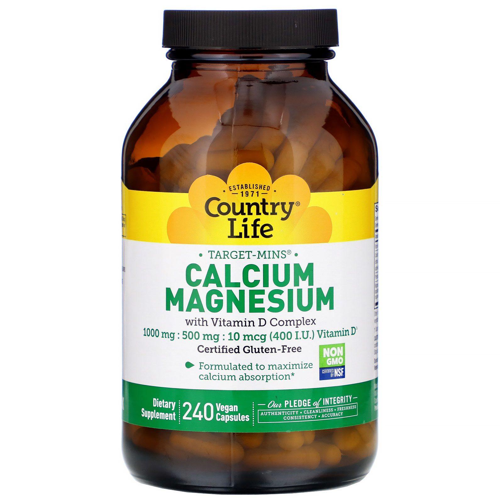 Country Life, Calcium Magnesium with Vitamin D Complex, 240 Vegan ...
