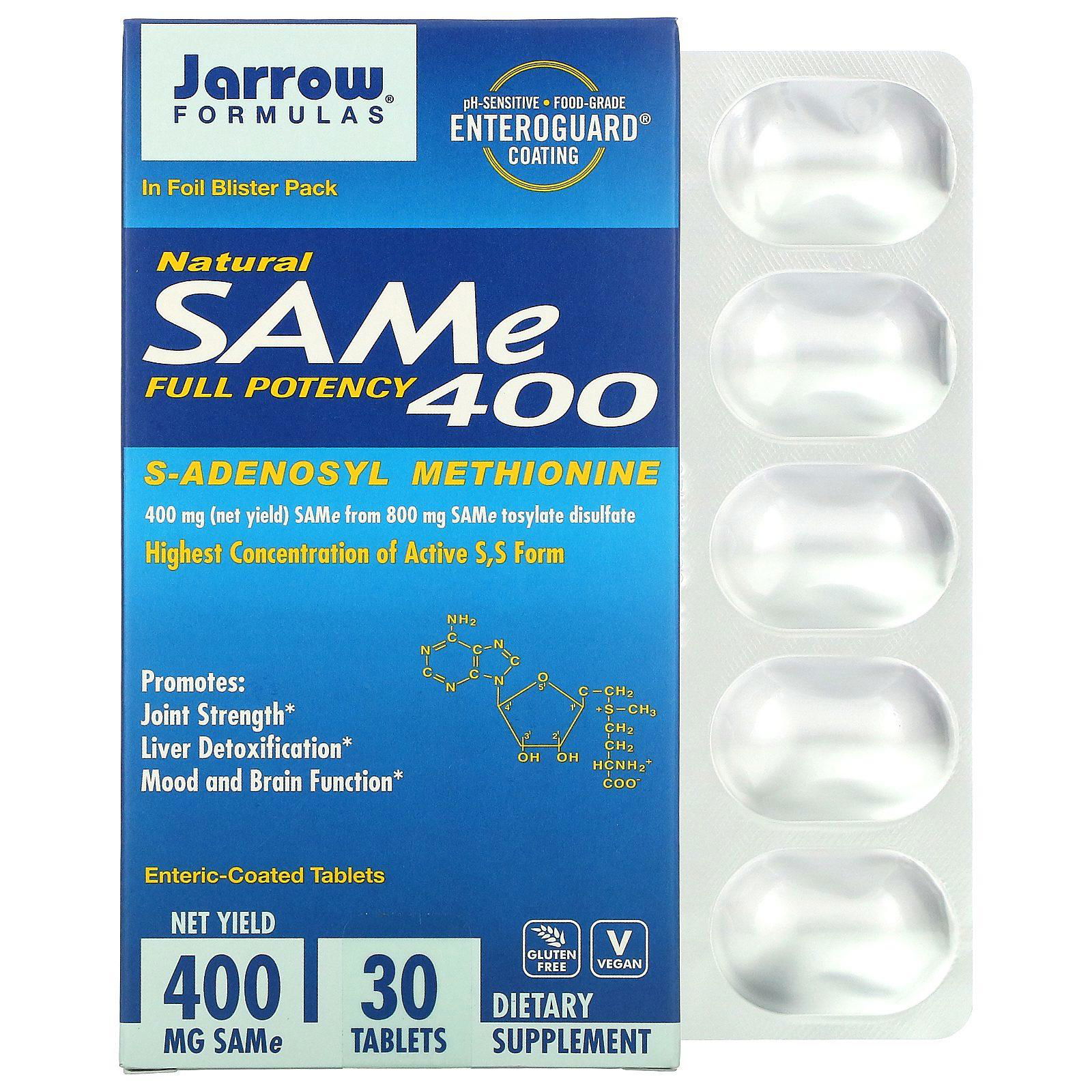 Jarrow Formulas, SAM-e 400 Natural, 400 mg, 30 Tabletas con ...