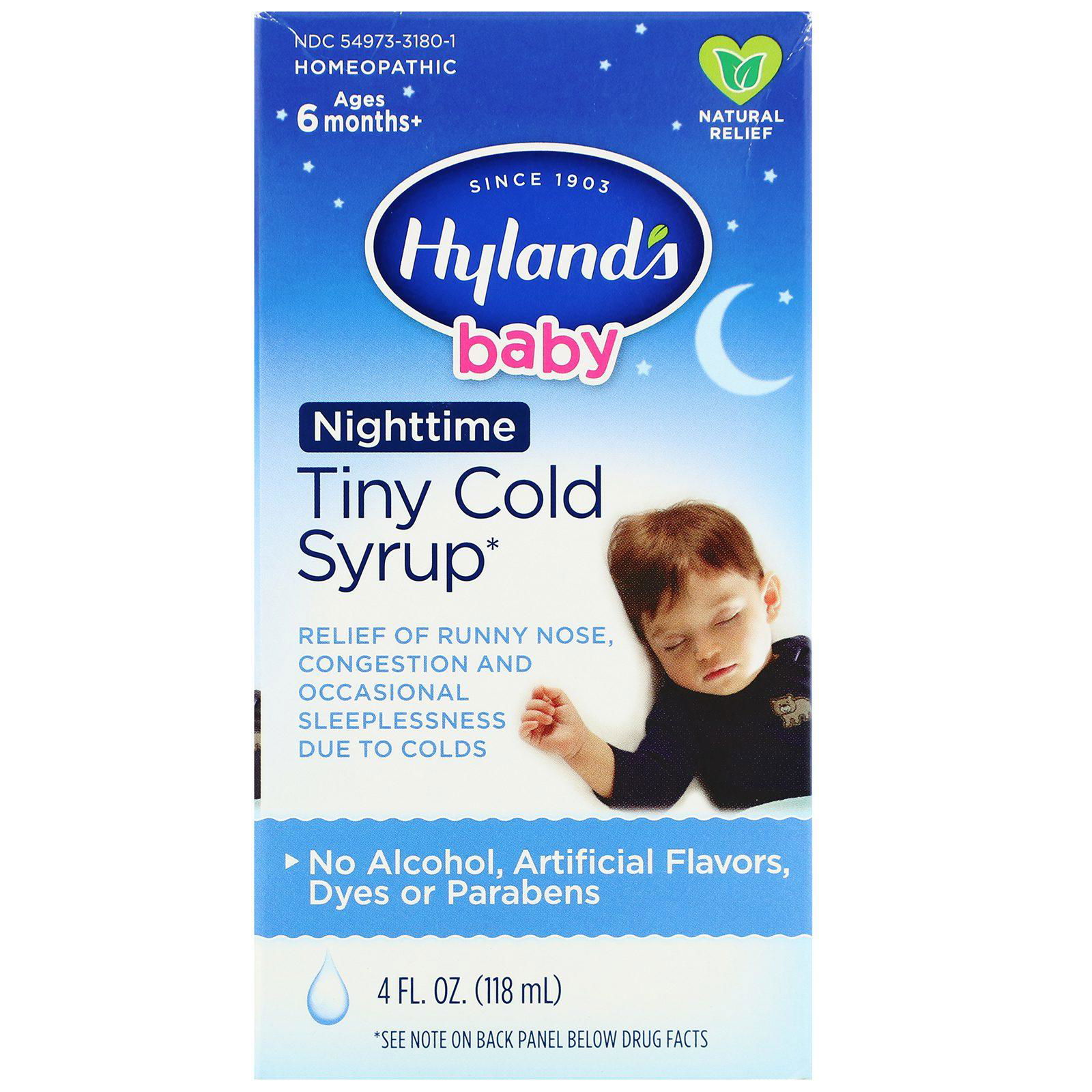 Hyland's, Baby, Tiny Cold Syrup, Nighttime, Ages 6 Months+, 4 fl oz ...